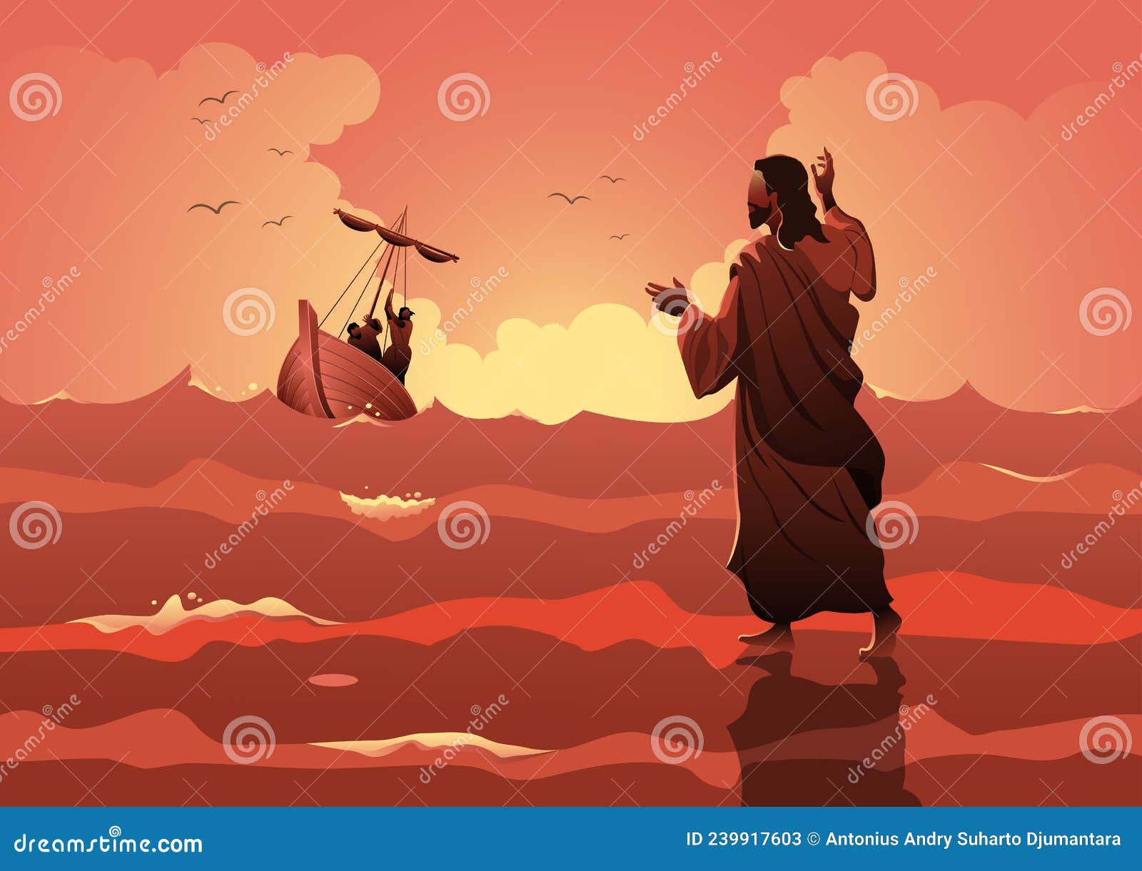 Walk With Jesus, Follow Jesus Cartoon Vector | CartoonDealer.com #92497381
