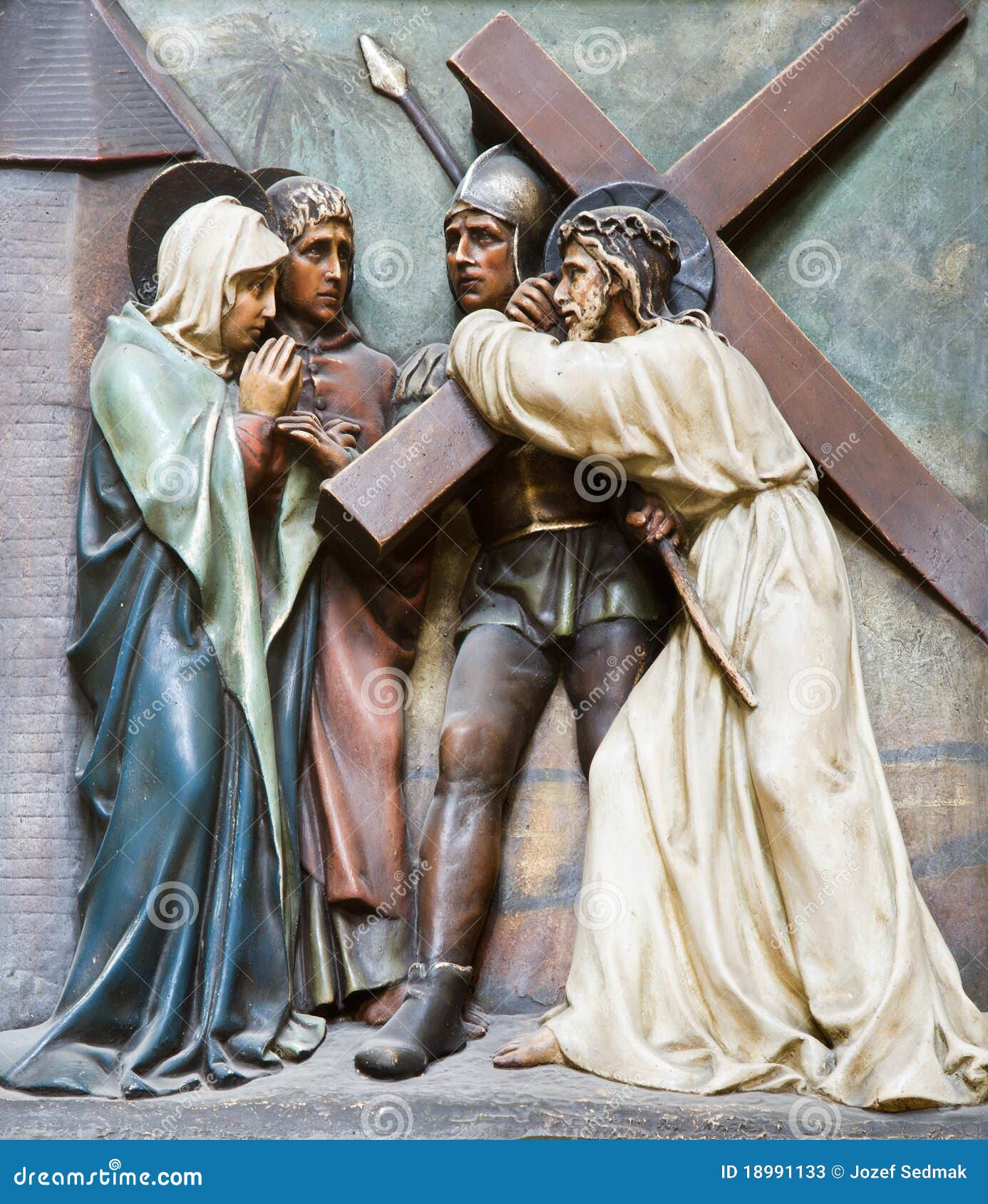 Jesus Con La Traversa E Mary Immagine Stock - Immagine di rilievo, gesù ...