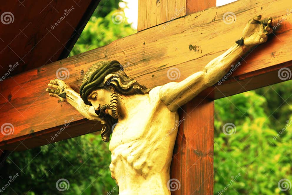 Jesus at cross stock photo. Image of beads, crucifix, angel - 170964