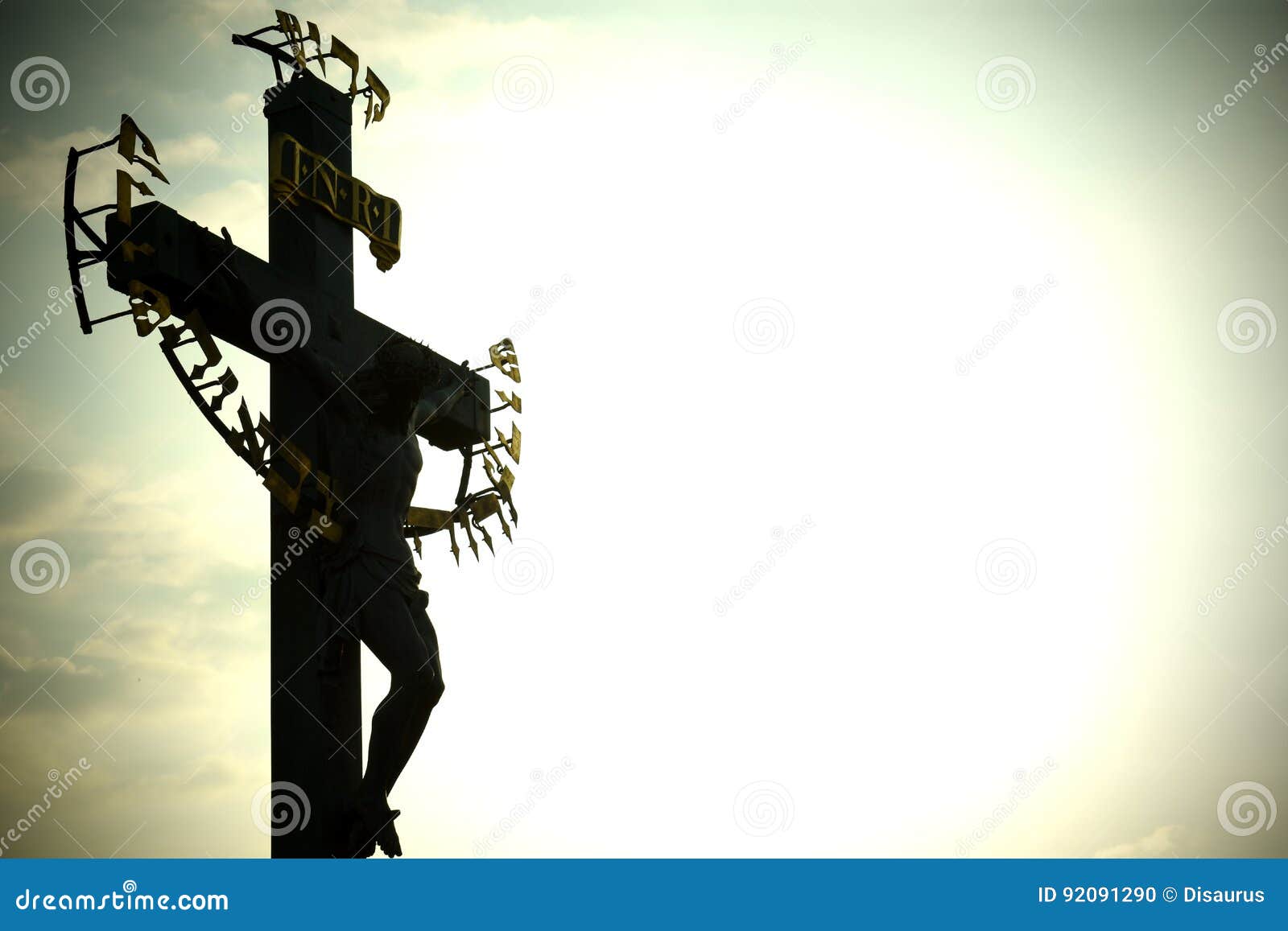 Jesus on the cross stock photo. Image of lamp, bridge - 92091290
