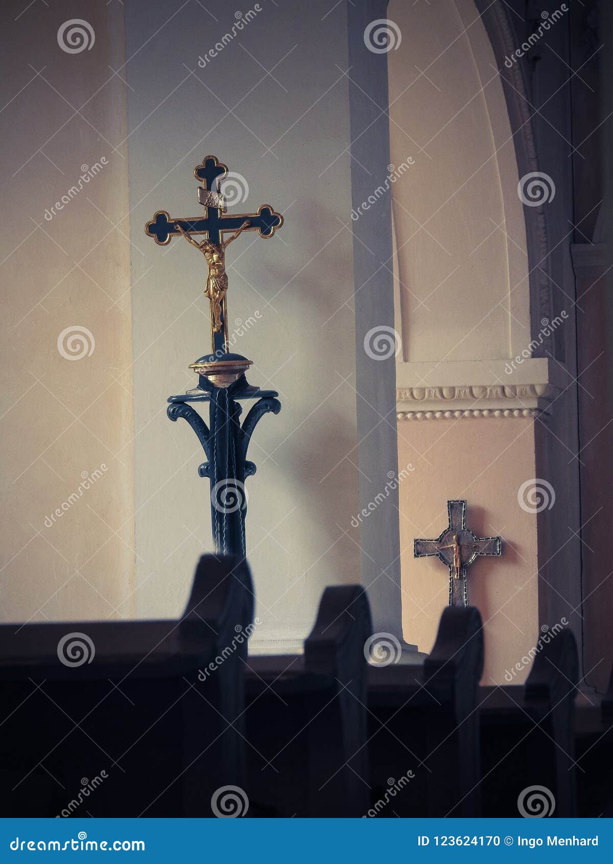 Jesus cross in church stock photo. Image of symbol, easter - 123624170