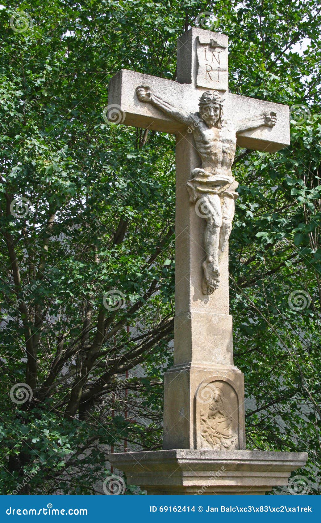 Jesus on cross stock photo. Image of garden, stone, historic - 69162414