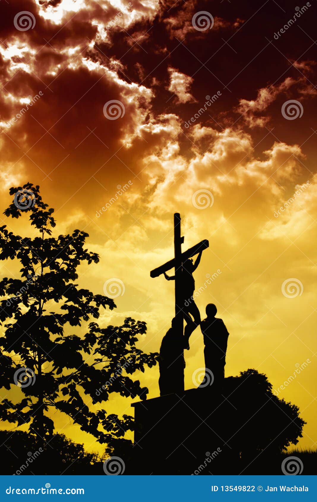 Jesus Crucifixion - Calvary Scene With Three Cross Cartoon Vector ...