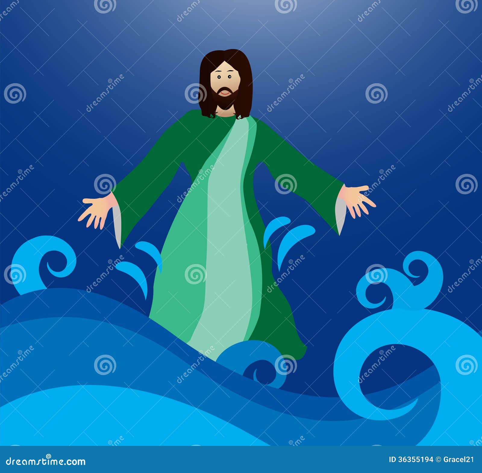 Jesus Die Op Het Water Lopen Vector Illustratie - Illustration of ...