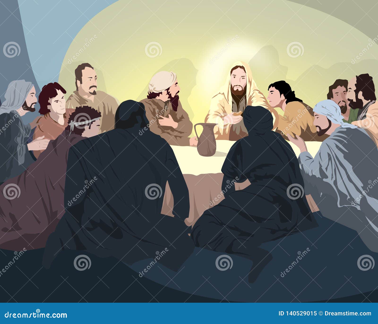 Jesus with the disciples stock illustration. Illustration of family ...