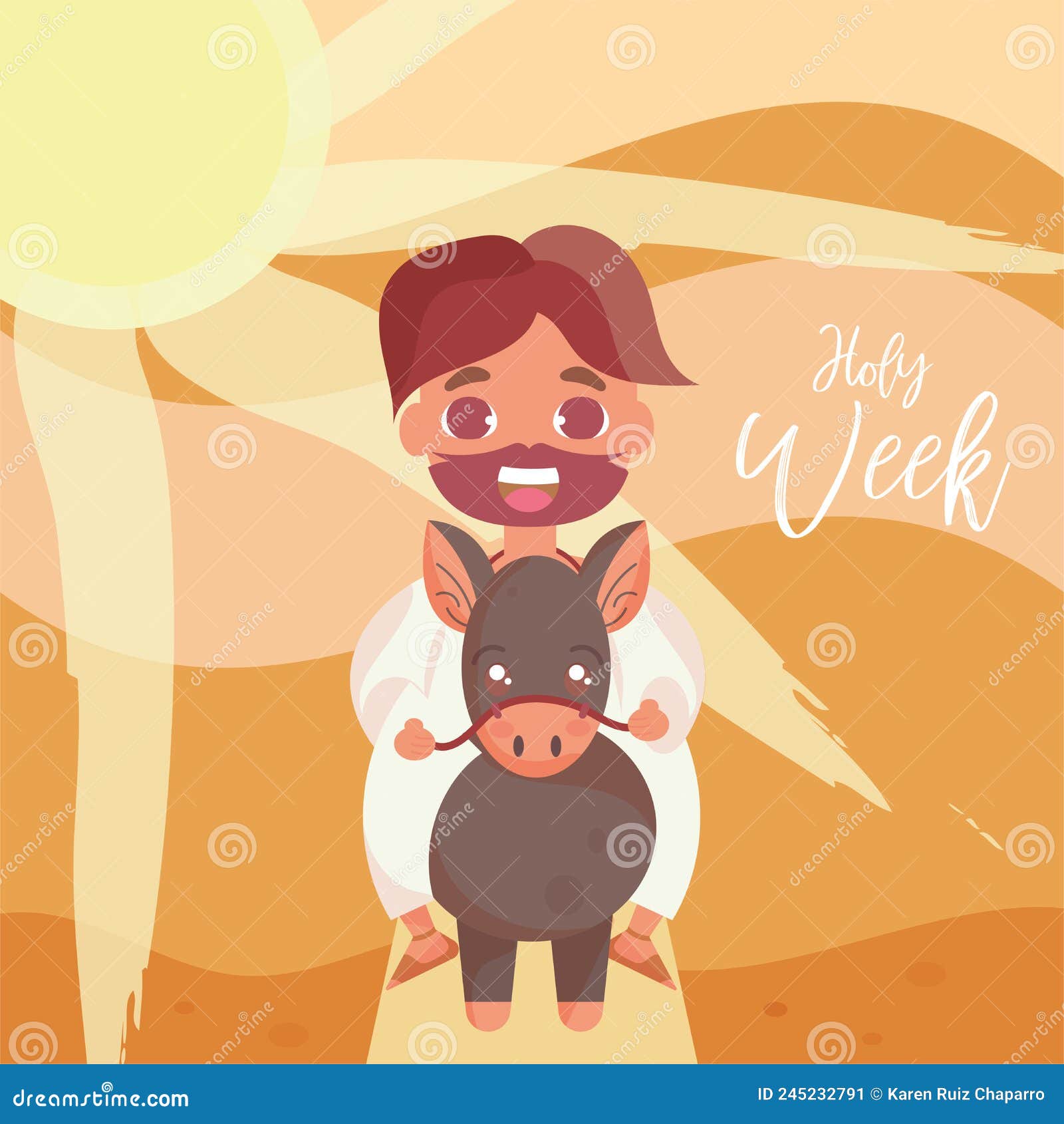 Jesus on a Donkey Holy Week Vector Stock Vector - Illustration of pray ...