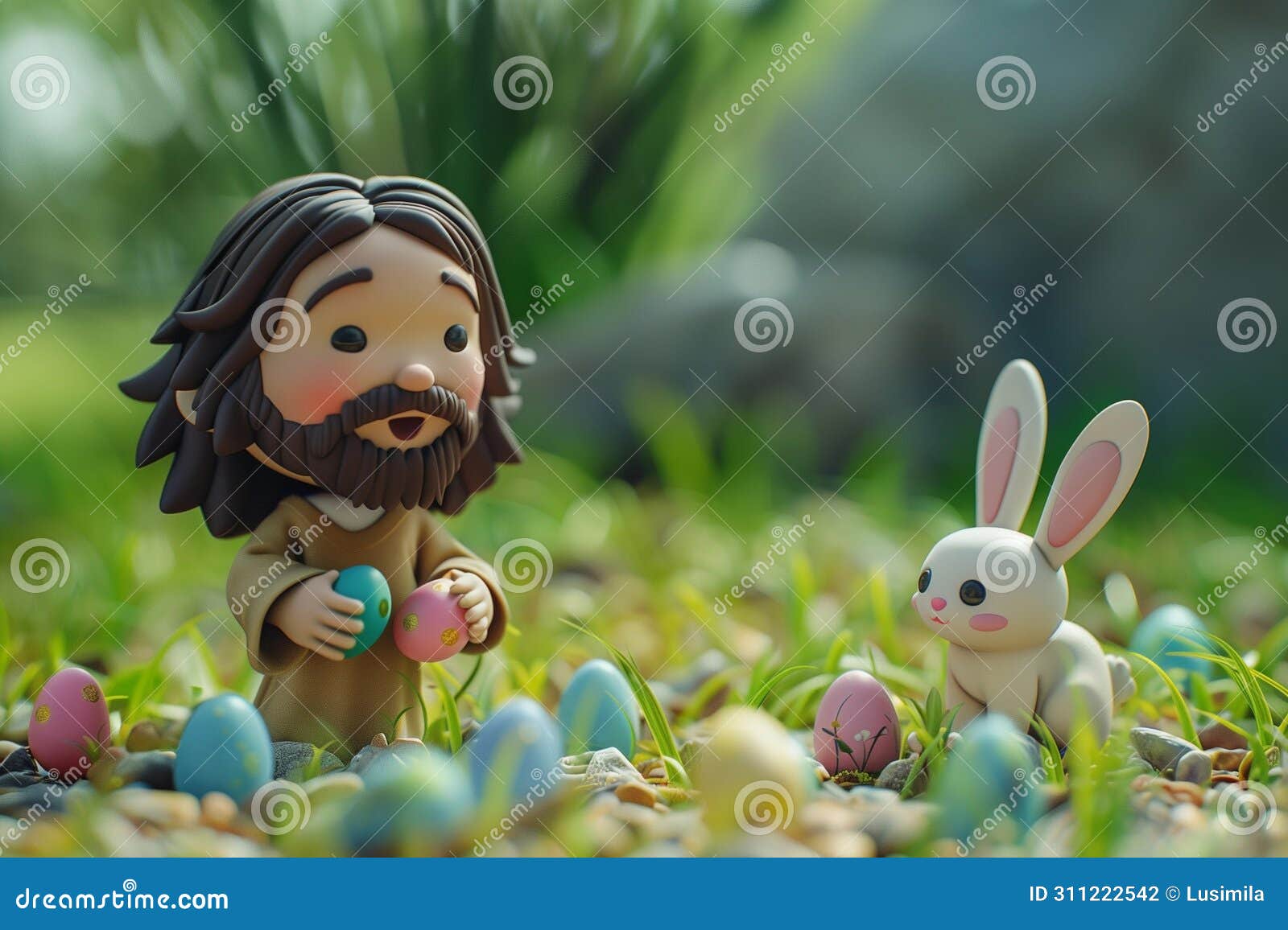 Jesus with Easter bunny stock illustration. Illustration of faith - 311222542