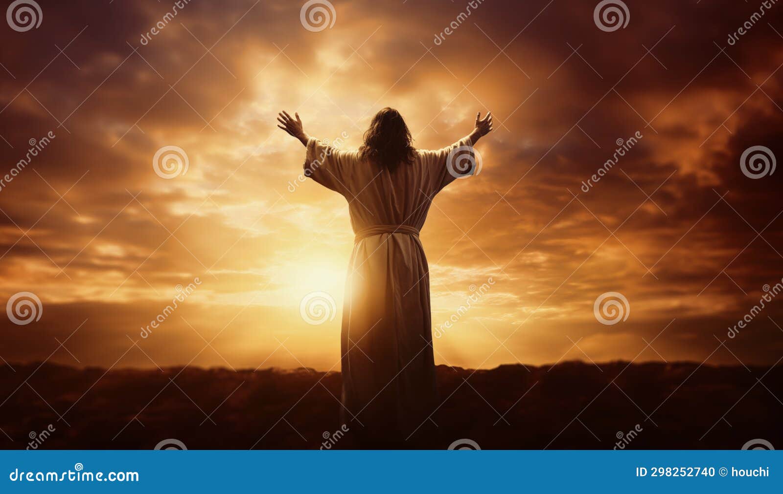 Jesus Embracing Sunlight stock illustration. Illustration of serenity ...