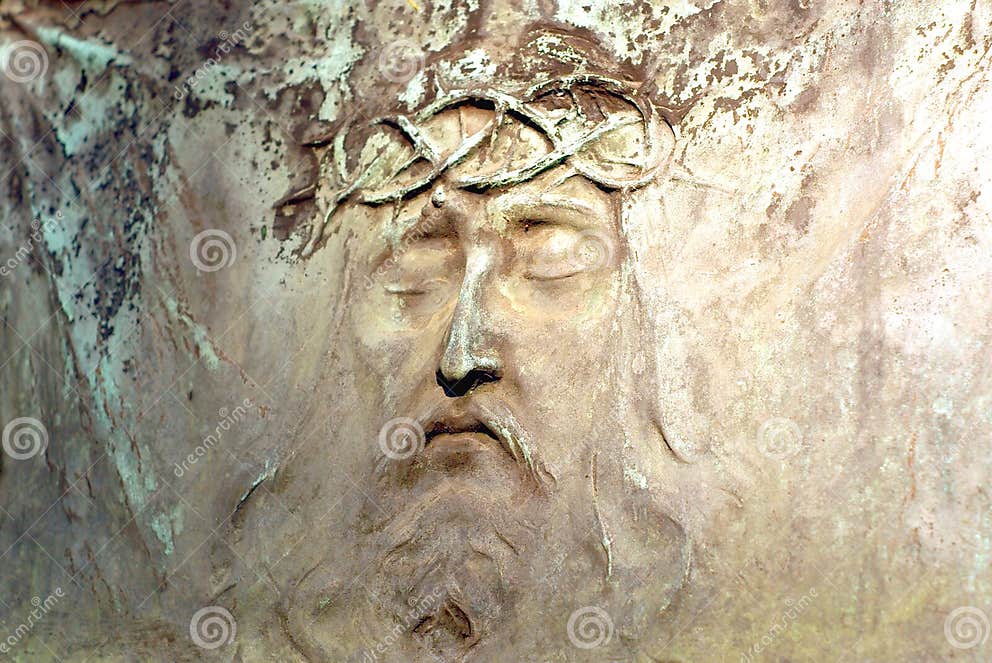Jesus Face from the Tombstone Stock Image - Image of heavenly, church ...