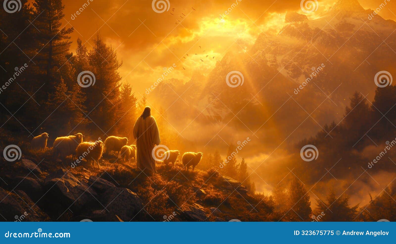 Jesus the Good Shepherd, Jesus and Lambs. Stock Image - Image of ...