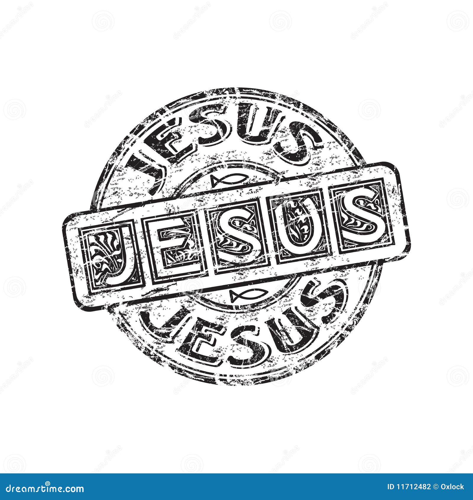 Grunge Jesus Symbol On A Cross And Christian Fish Logo Vector ...
