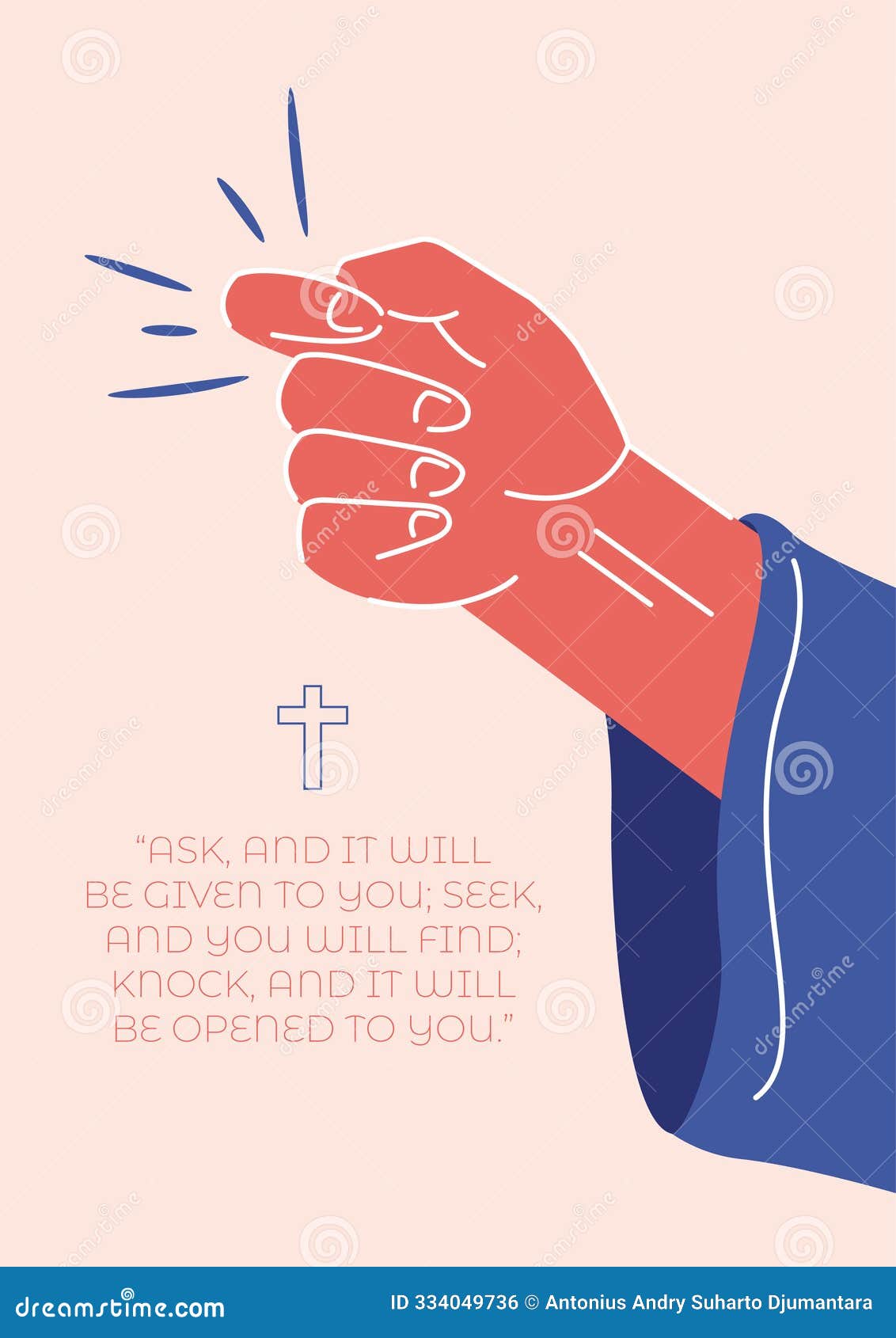 Jesus Hand Knocking on the Door. Vector Illustration Stock Vector ...