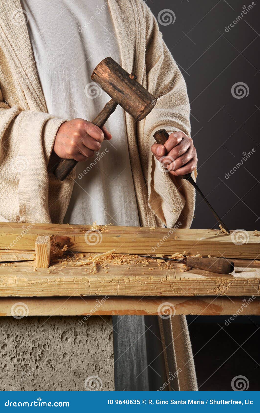 Jesus Hands with Mallet and Chisel Stock Image - Image of tools, craft ...
