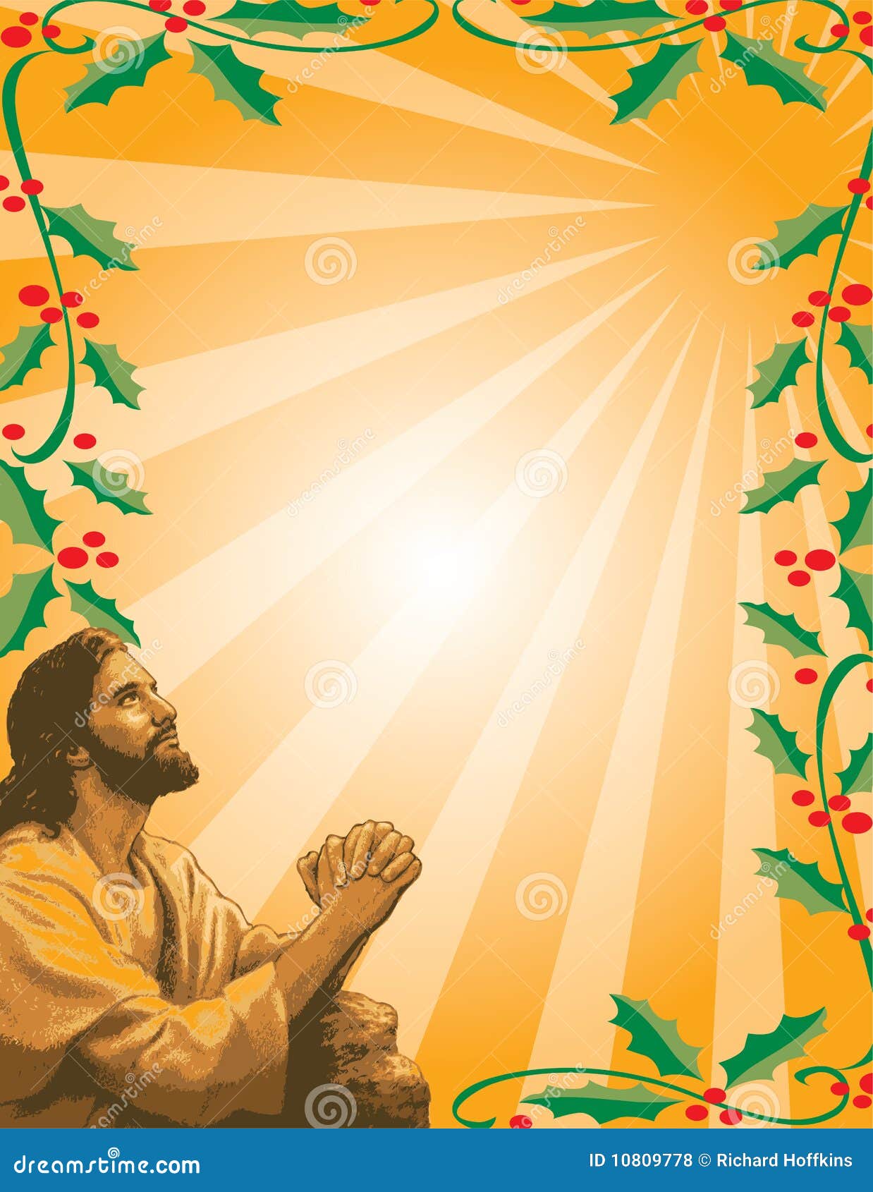 Jesus and Holly Border stock illustration. Illustration of christian ...