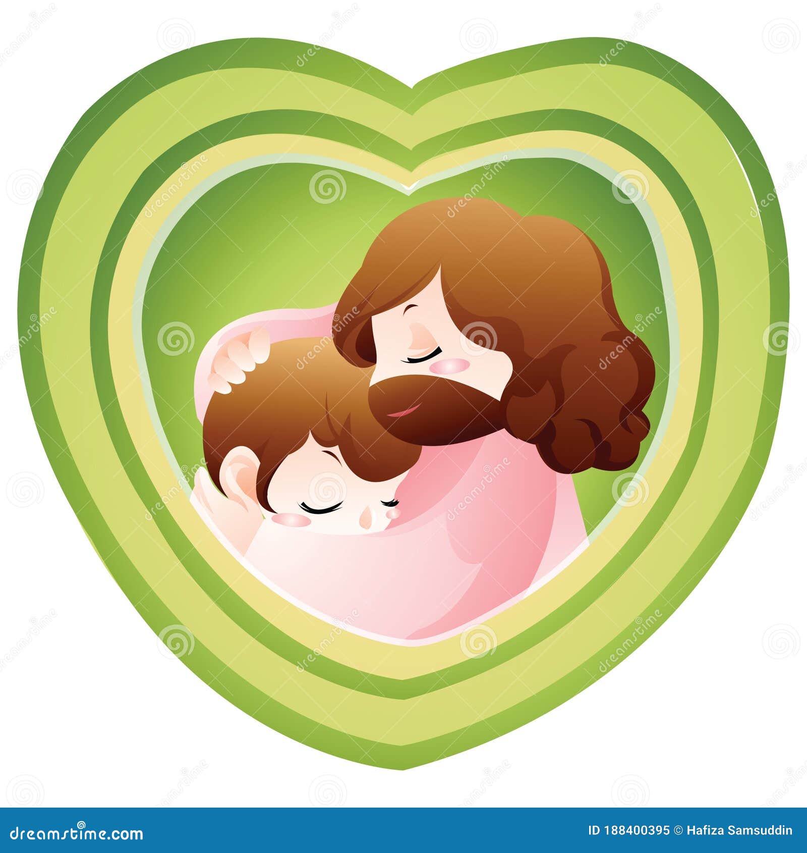 Jesus Hugging Child Black And White Illustration. Vector Cartoon ...