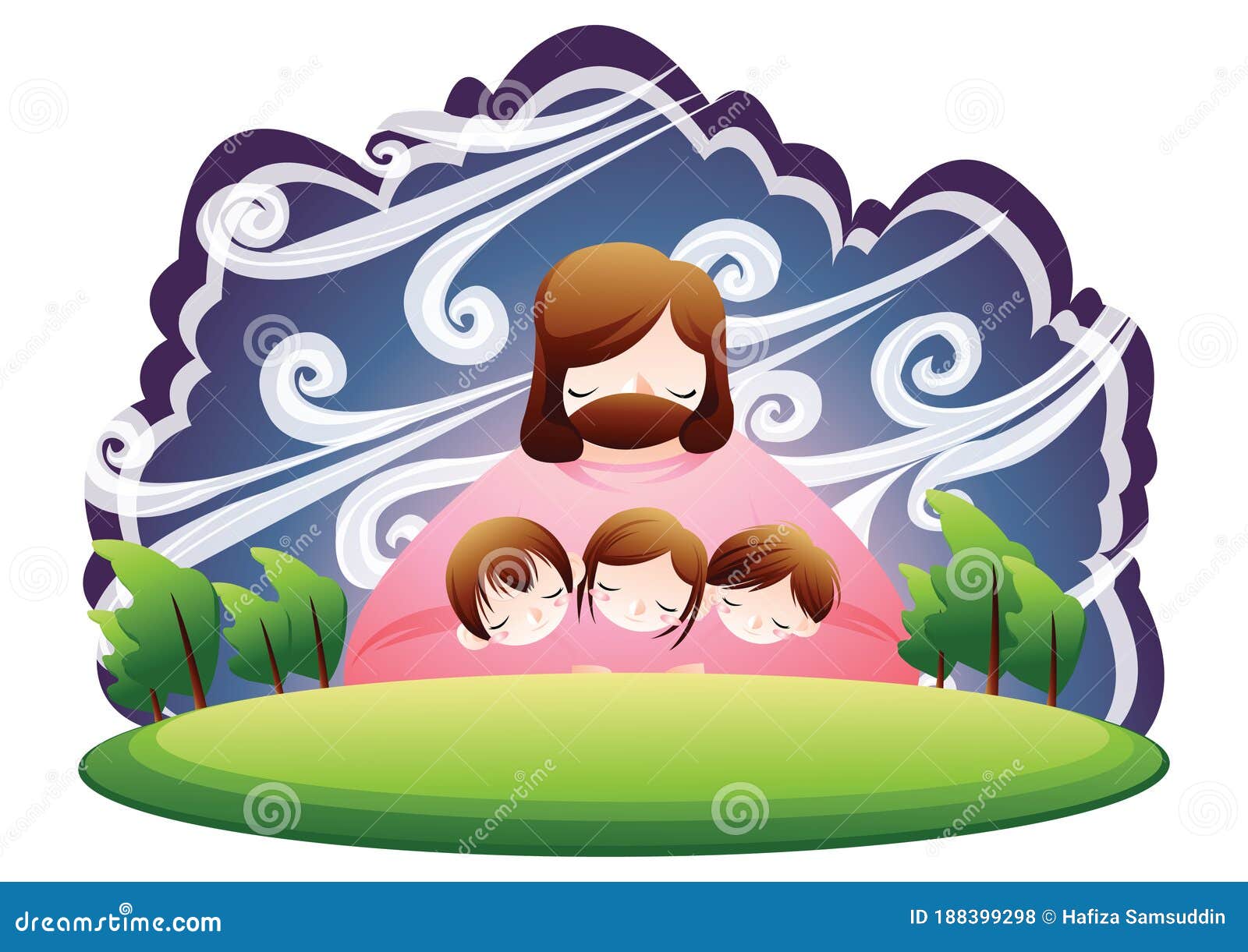 Jesus Hugging Children. Vector Illustration Decorative Design Stock ...