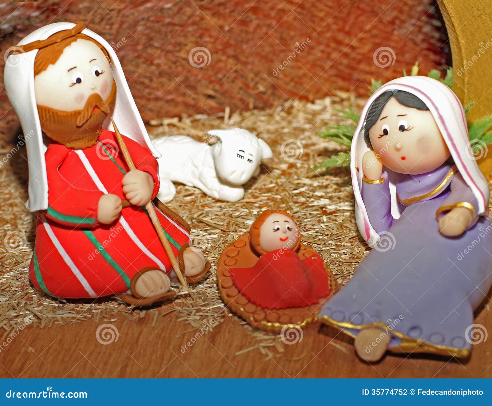 Jesus, Joseph and Mary in a Manger Stock Photo - Image of presepe ...