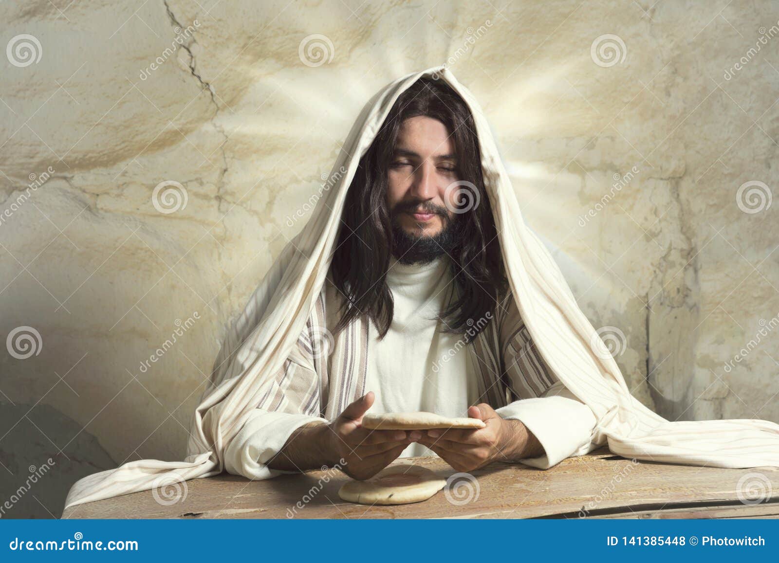 Jesus at Last Supper stock photo. Image of bread, concept - 141385448