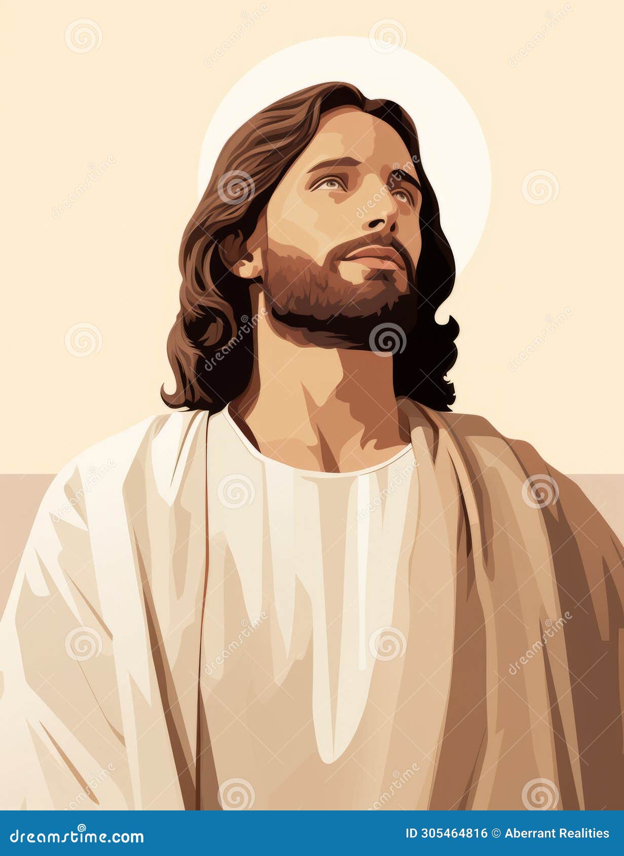 Jesus with Long Hair and Beard Stock Illustration - Illustration of ...