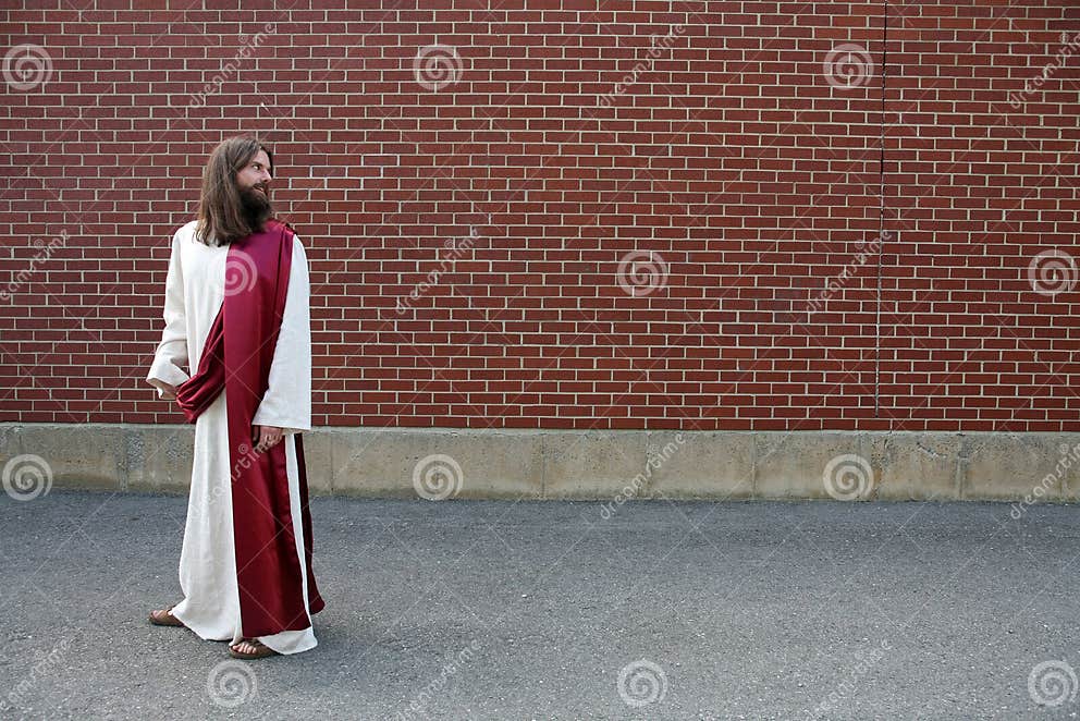 Jesus Looking Over His Shoulder at Blank Wall Stock Photo - Image of ...