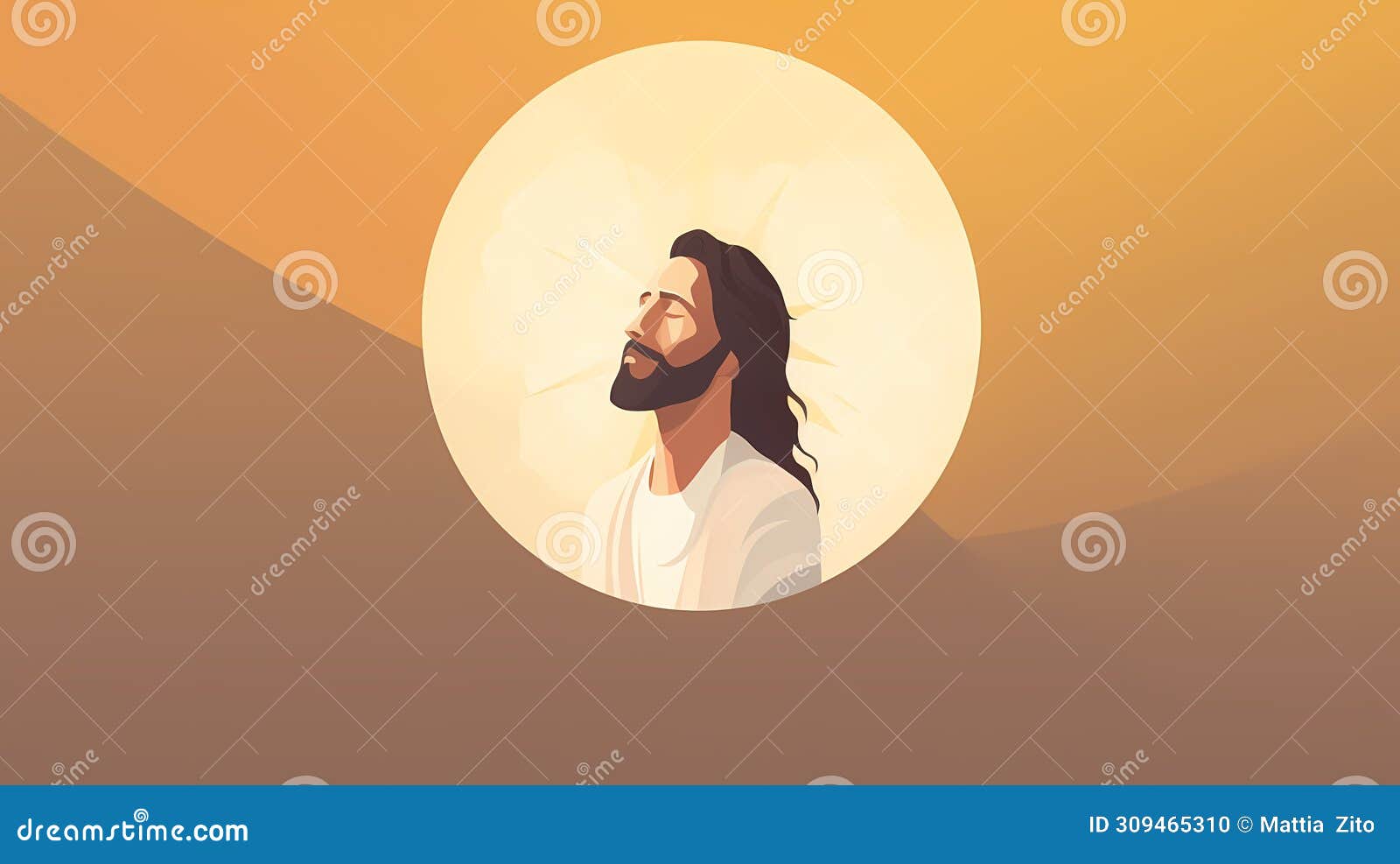 Jesus Looking Up in the Sky, Copy Space Stock Illustration ...