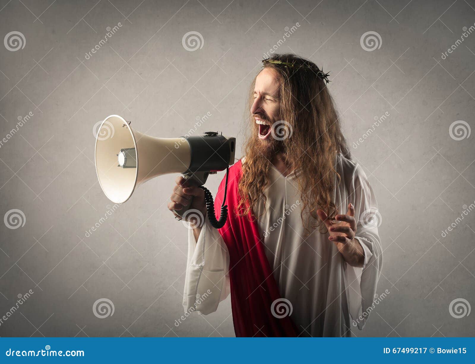 Jesus with a megaphone stock image. Image of divine, negative - 67499217