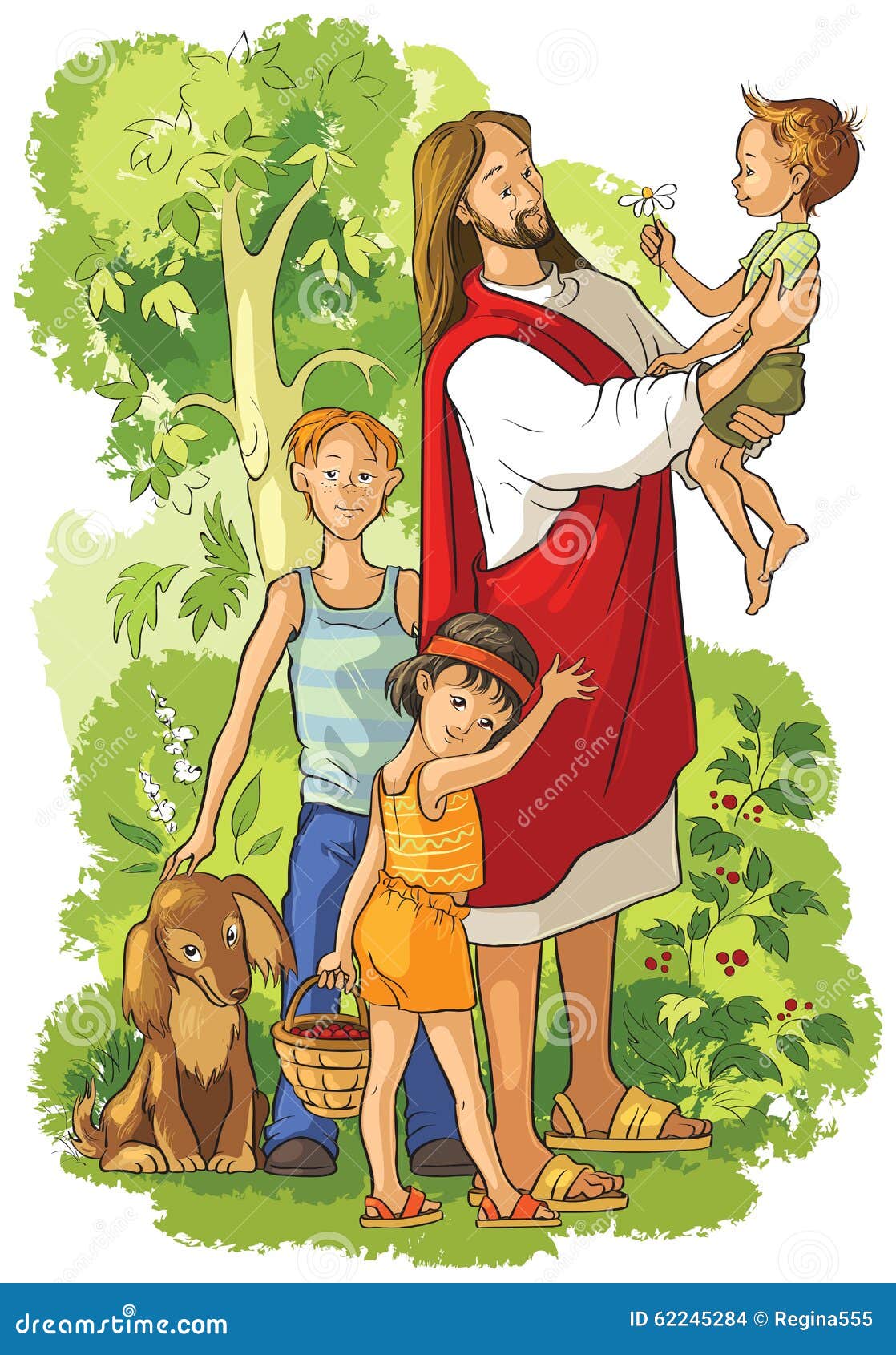 Jesus mit Kindern vektor abbildung. Illustration von reise - 62245284