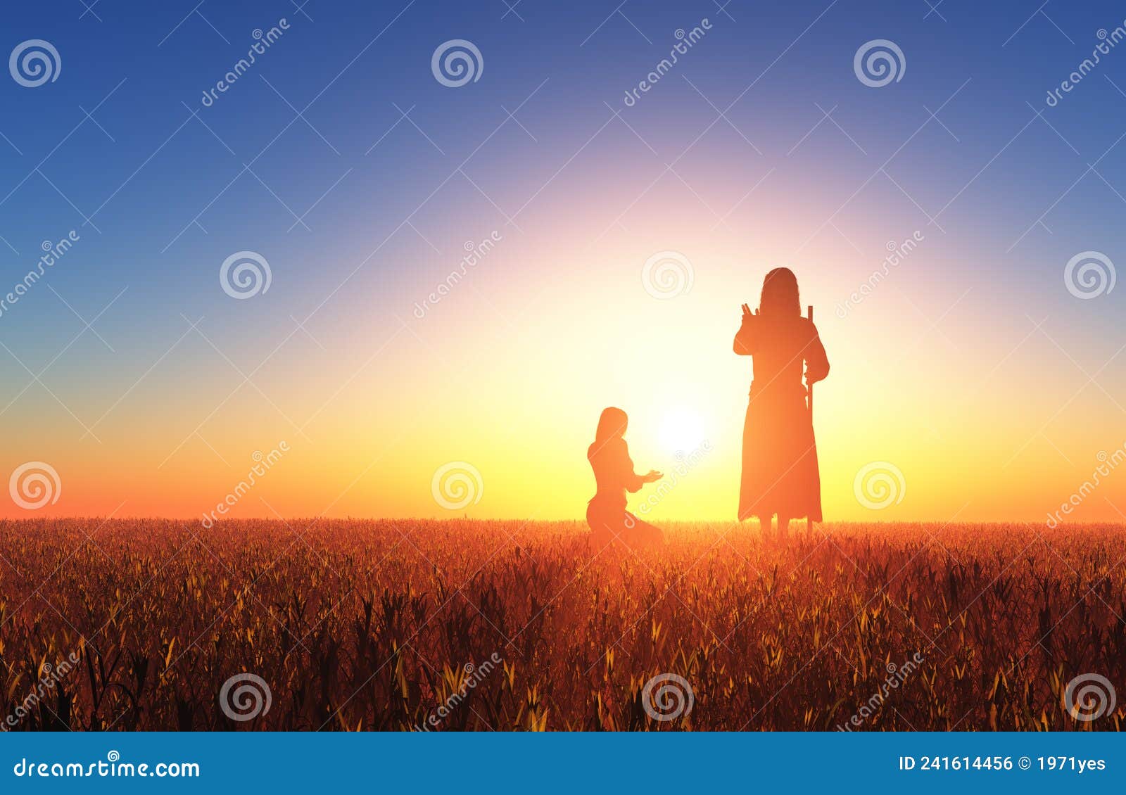 Prayer stock illustration. Illustration of jesus, sunset - 241614456