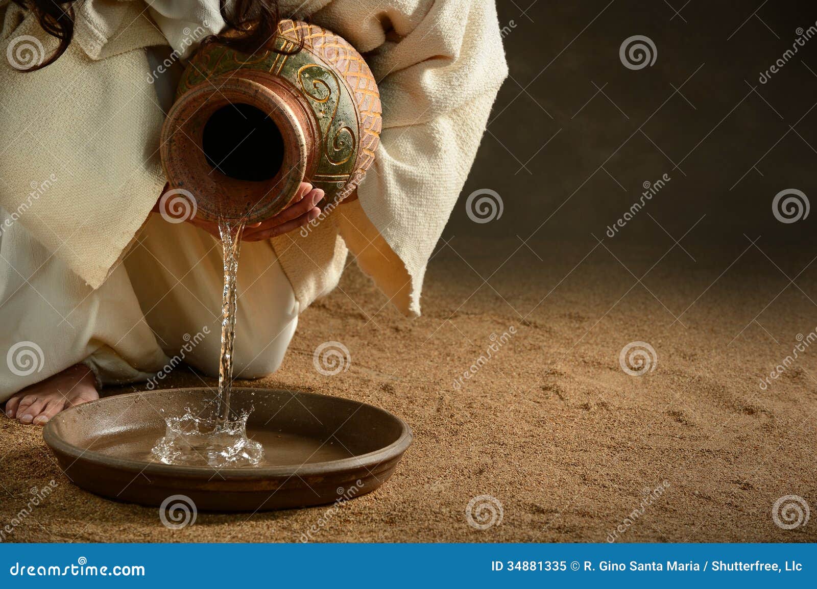 Jesus Pouring Water stock afbeelding. Image of godsdienstig - 34881335