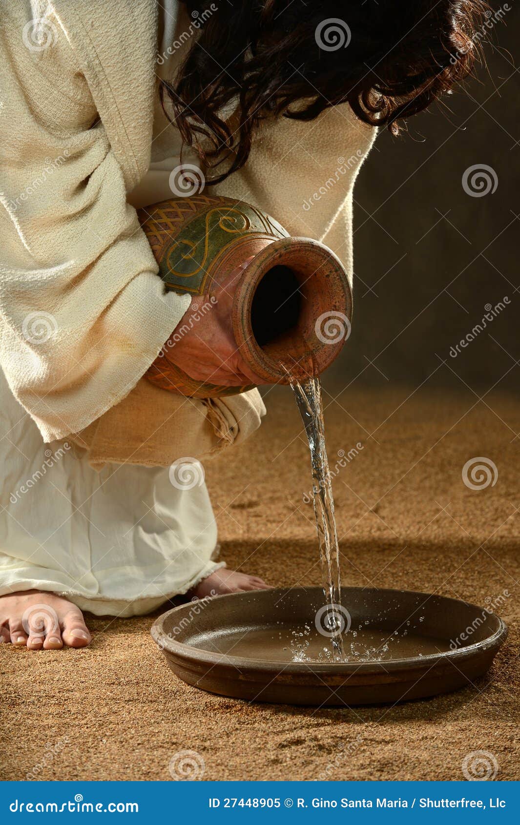 Jesus Pouring Water into Container Stock Image - Image of spiritual ...