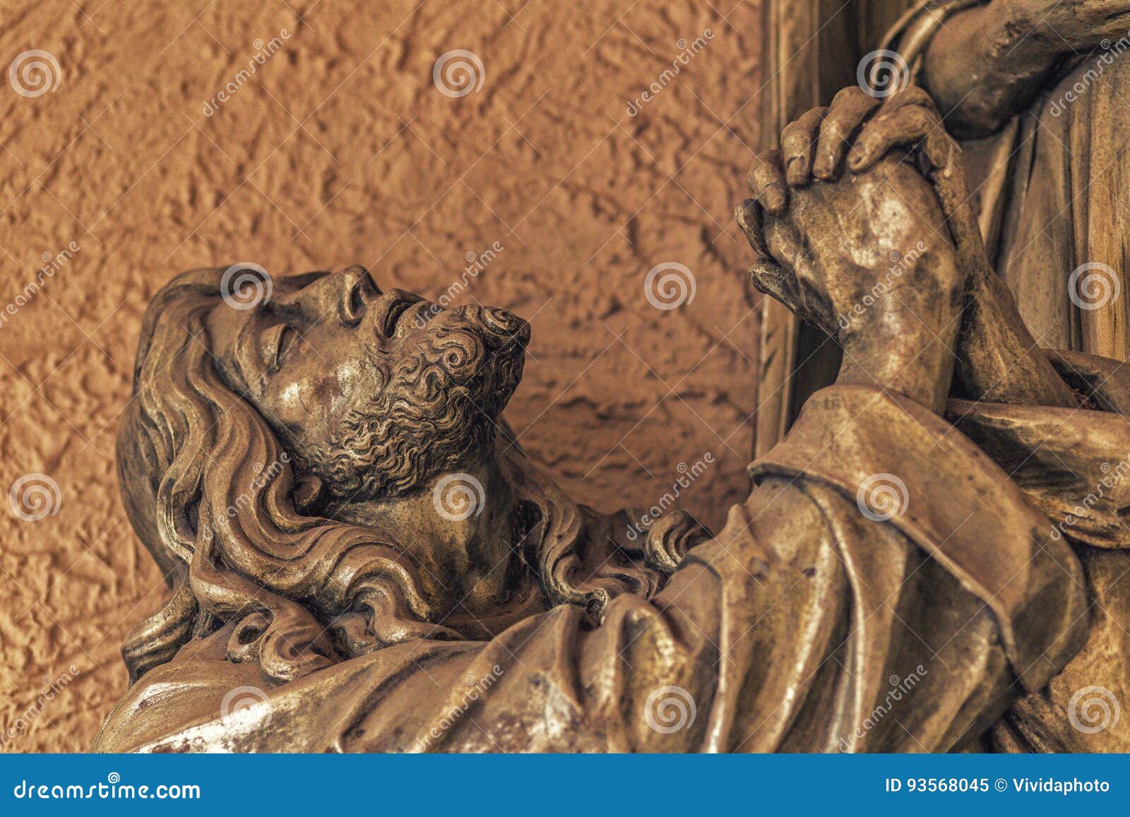 Jesus with praying hands stock image. Image of christianity - 93568045