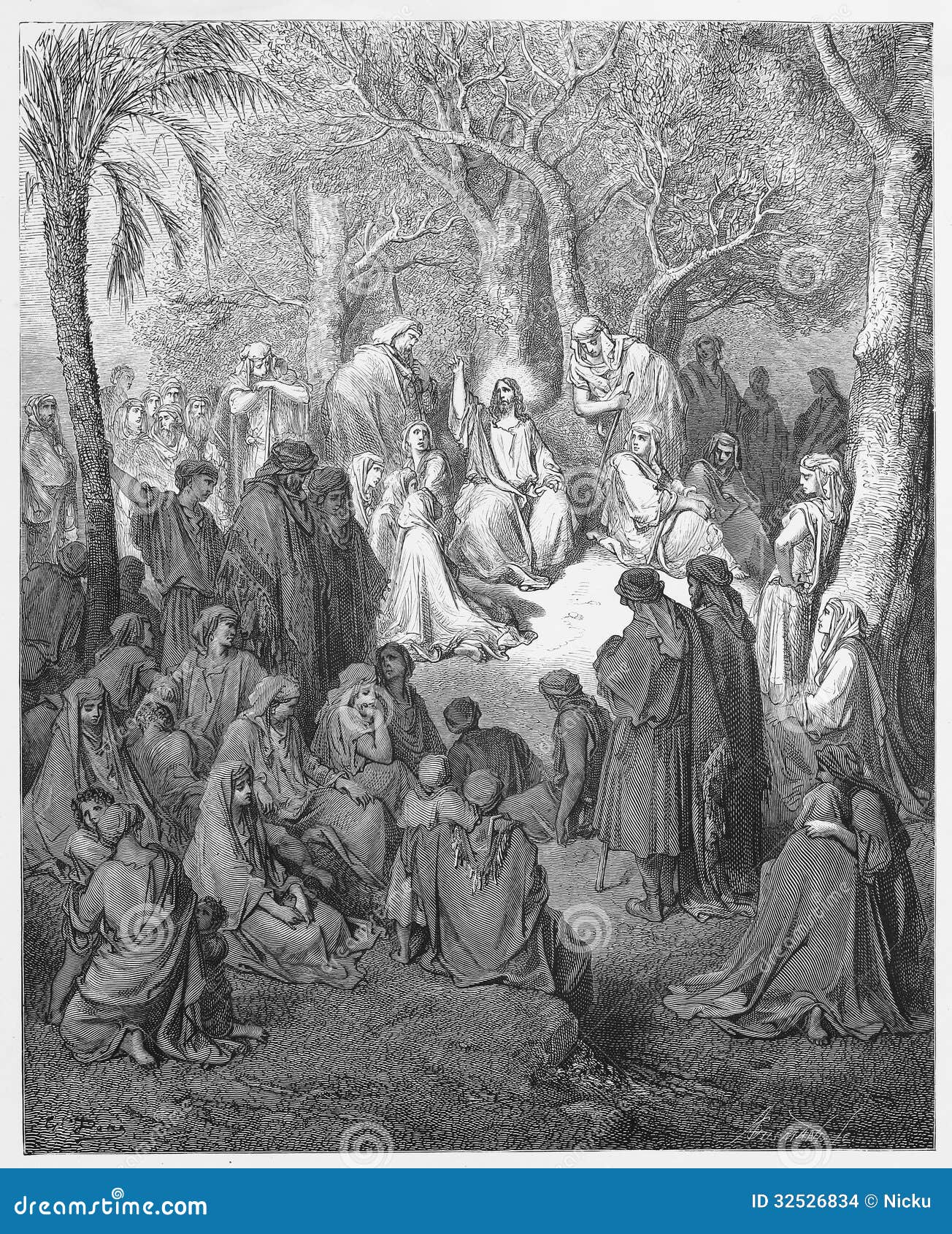 Jesus predigt Bergpredigt redaktionelles stockbild. Bild von zeichnung ...