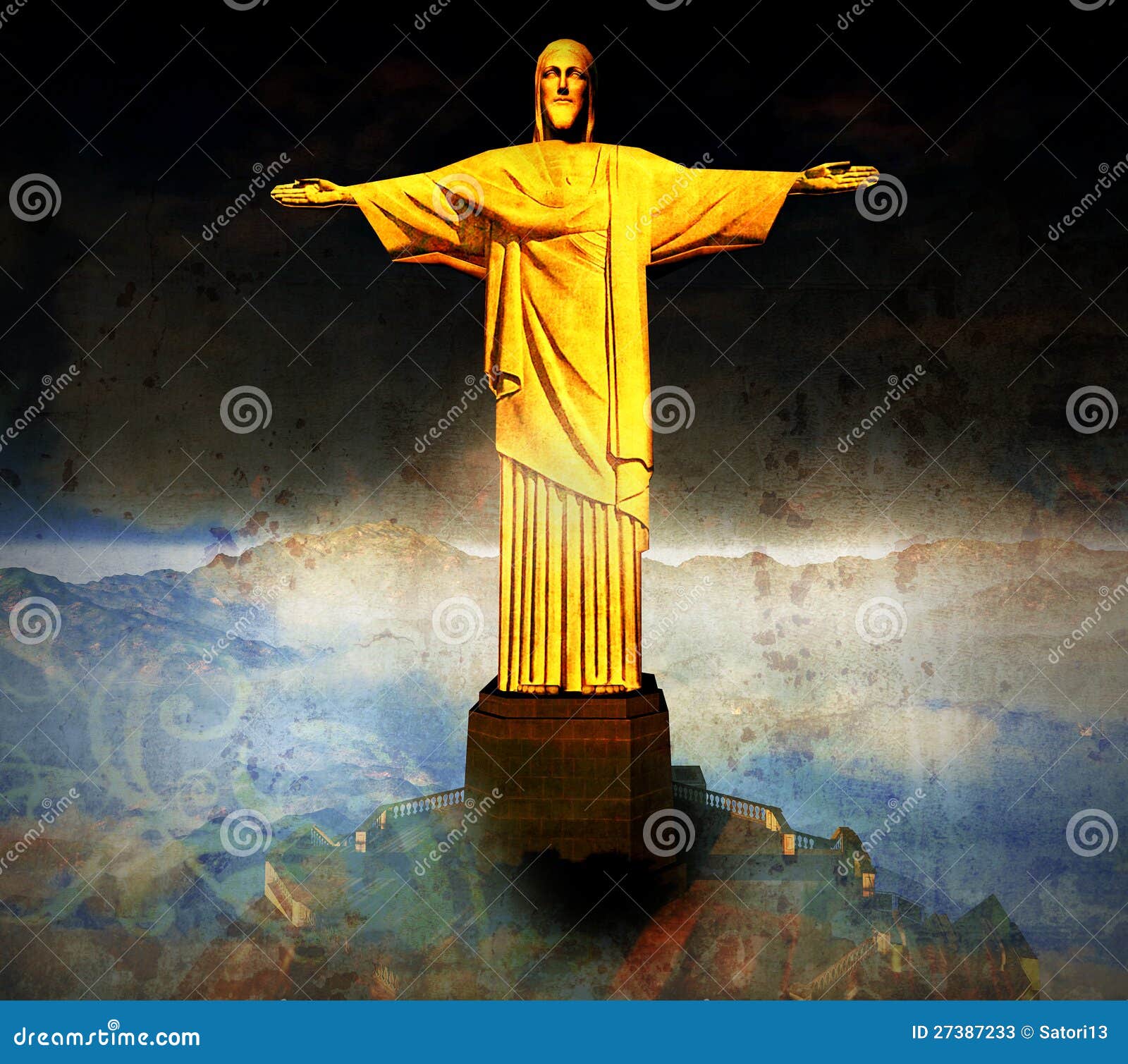 Jesus Redeemer Statue Isolated On White Background Vector Illustration ...