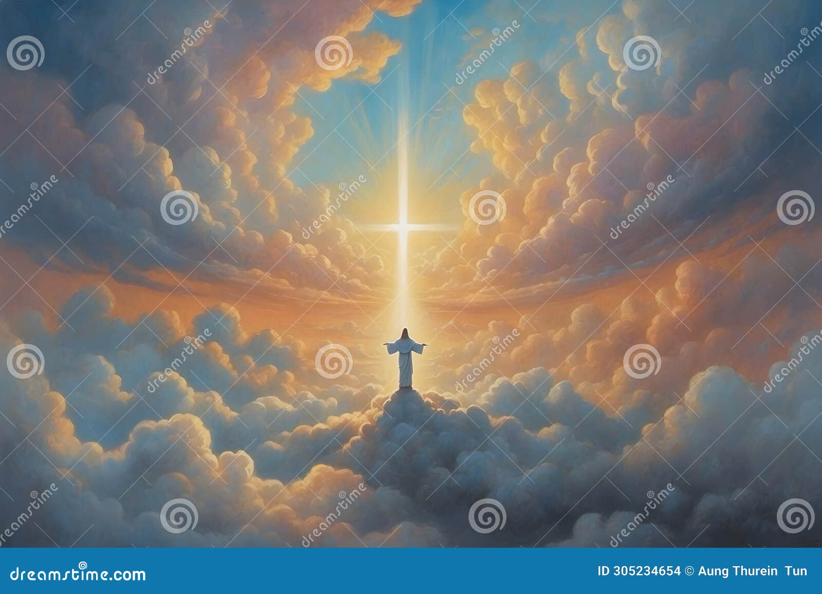 A Concept of Jesus Resurrected and Rises Back To Heaven Stock ...