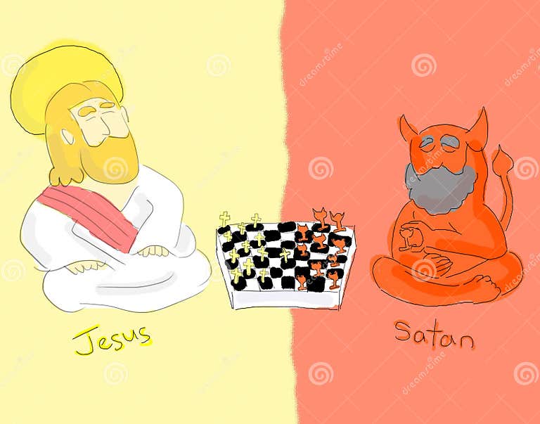 Jesus and Satan Board of Game Stock Illustration - Illustration of ...