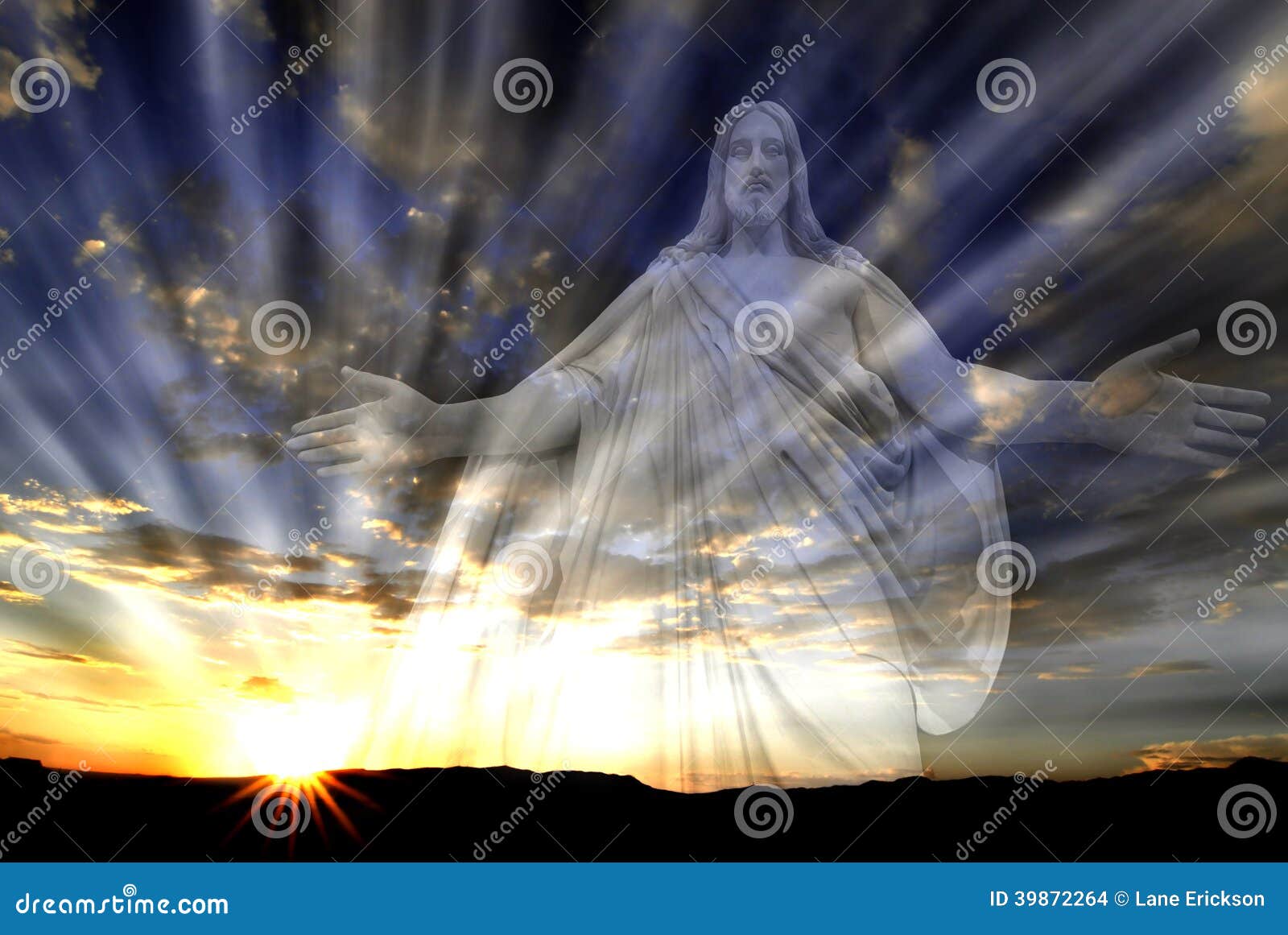 Jesus in the Sky with Rays of Light Love Hope Stock Photo - Image of ...