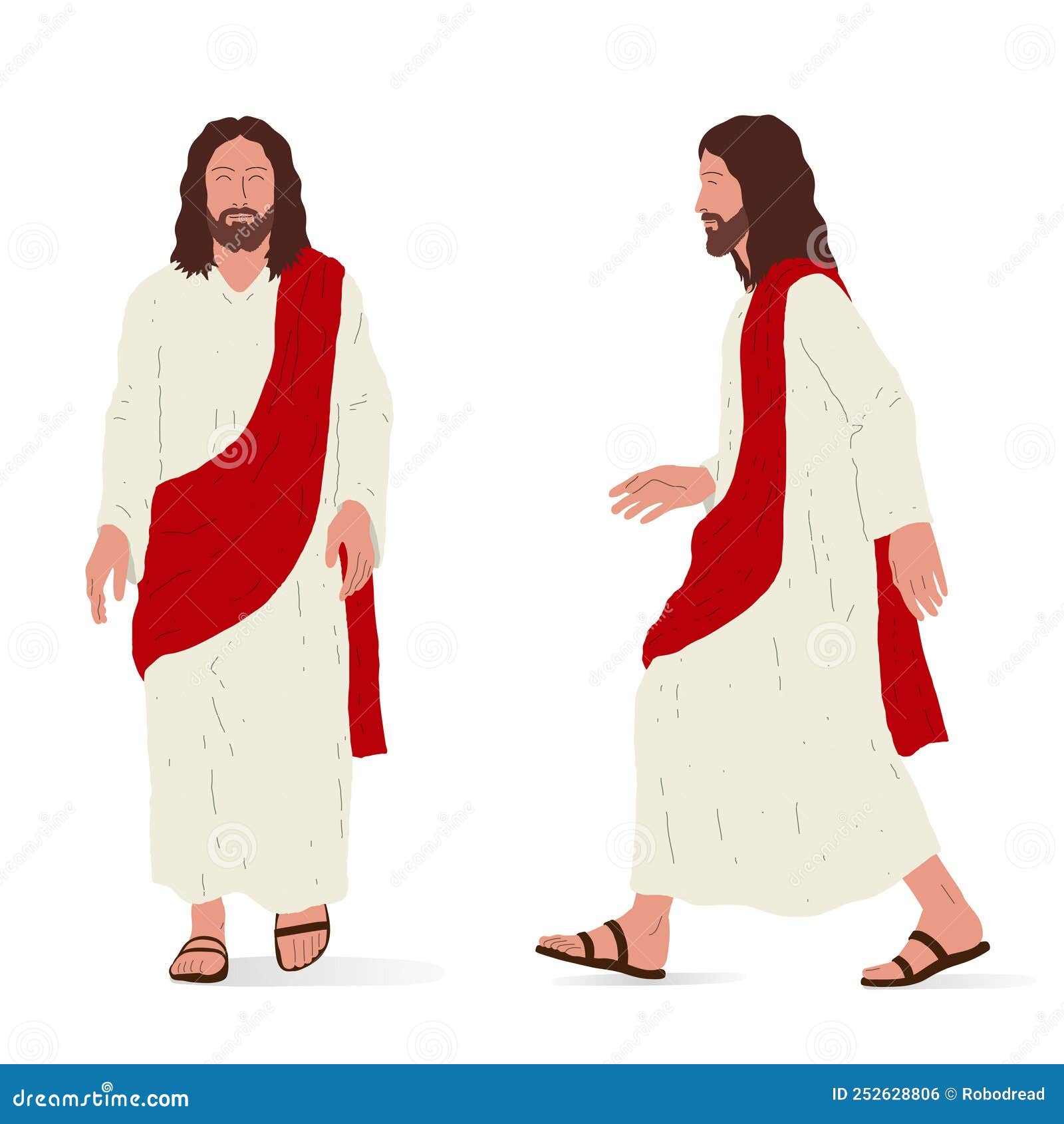 Jesus Standing, Front and Side View. Isometric Vector Illustration ...