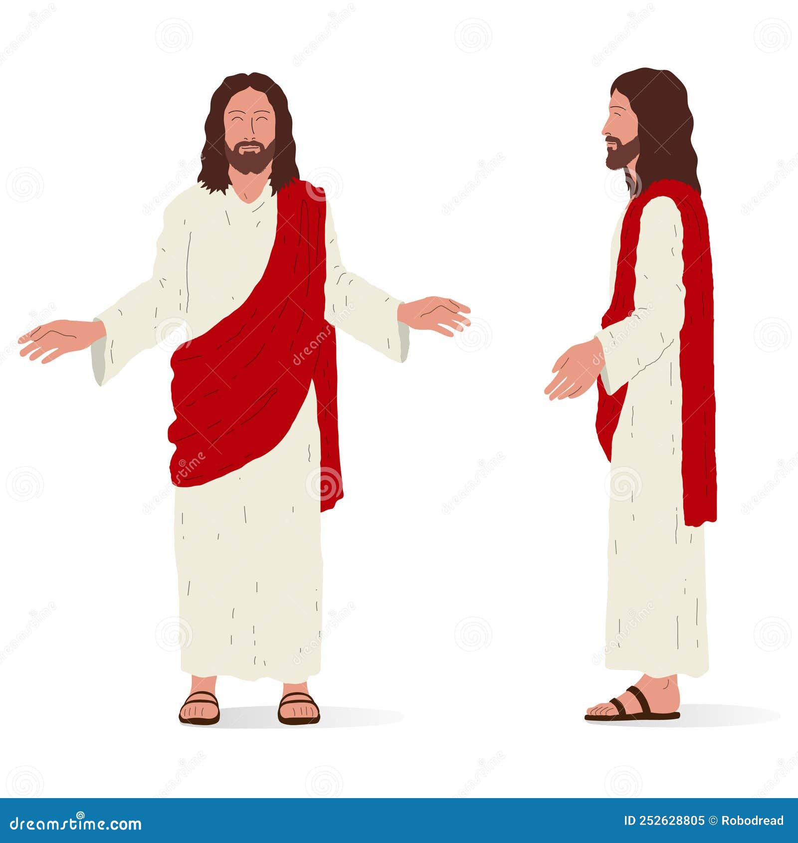 Jesus Standing, Front and Side View. Isometric Vector Illustration ...