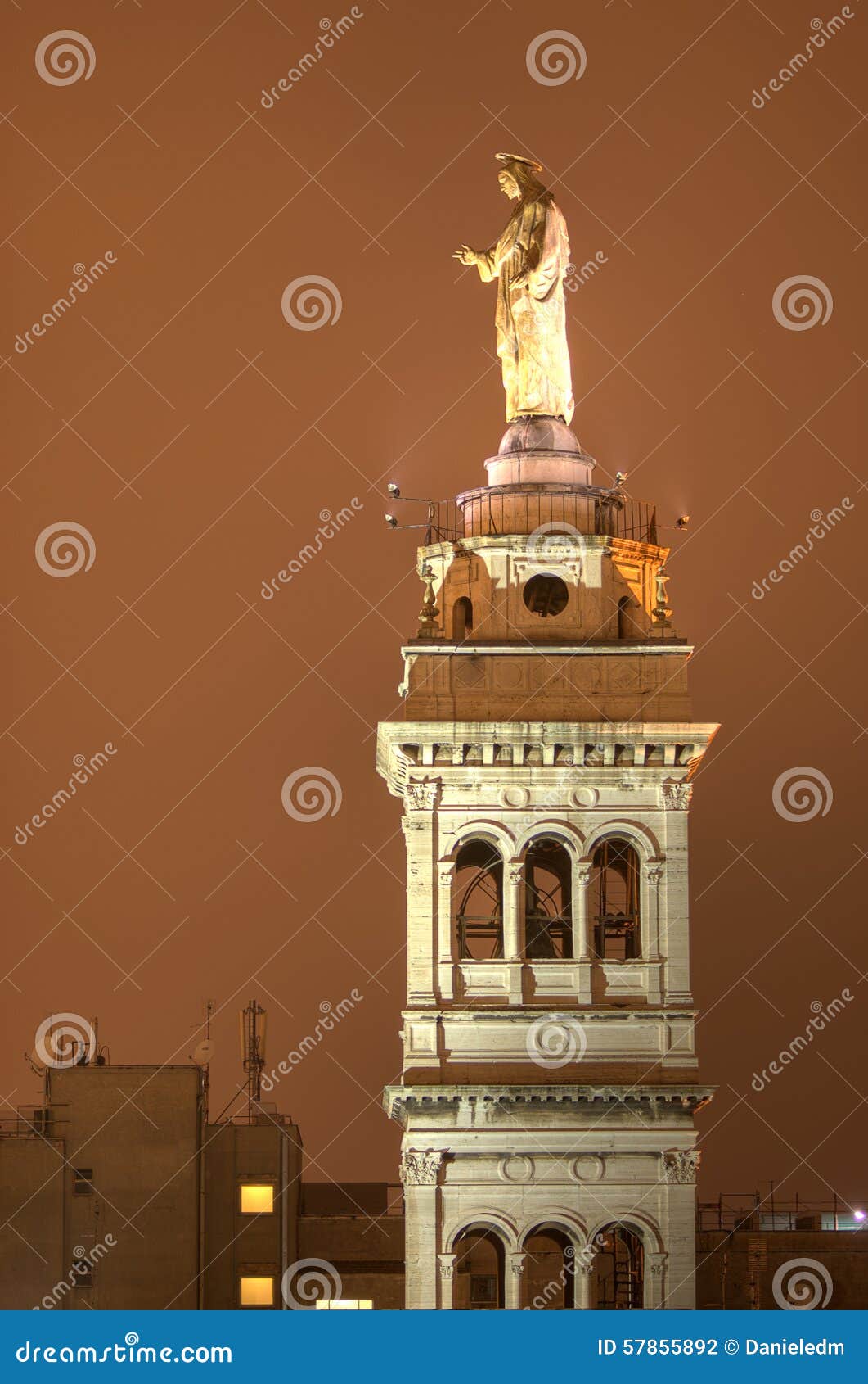 Jesus Statue on Bell Tower in Rome Stock Photo - Image of jesus ...