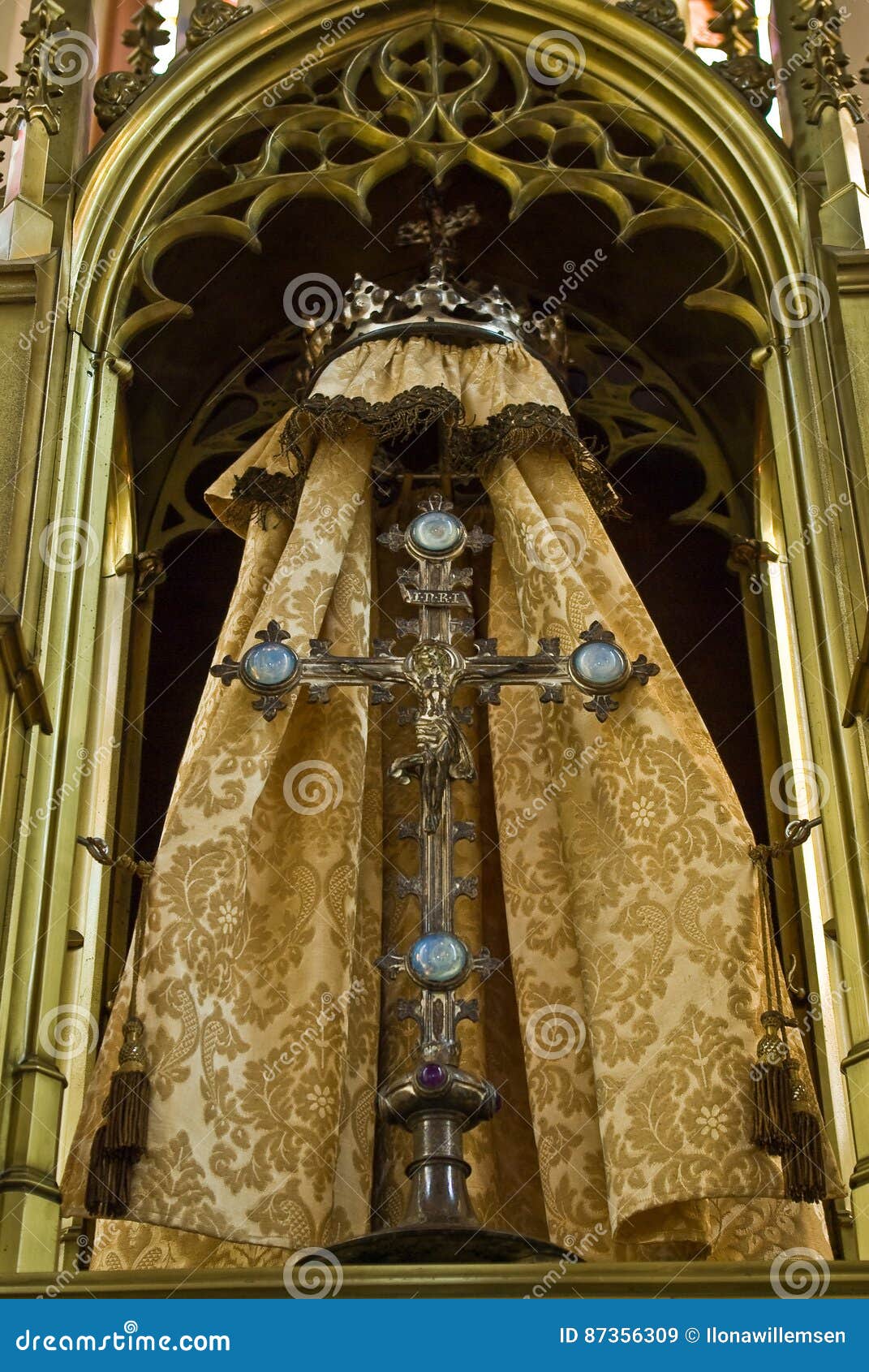 Jesus Statue on the Cross on the Altar Stock Image - Image of chapel ...