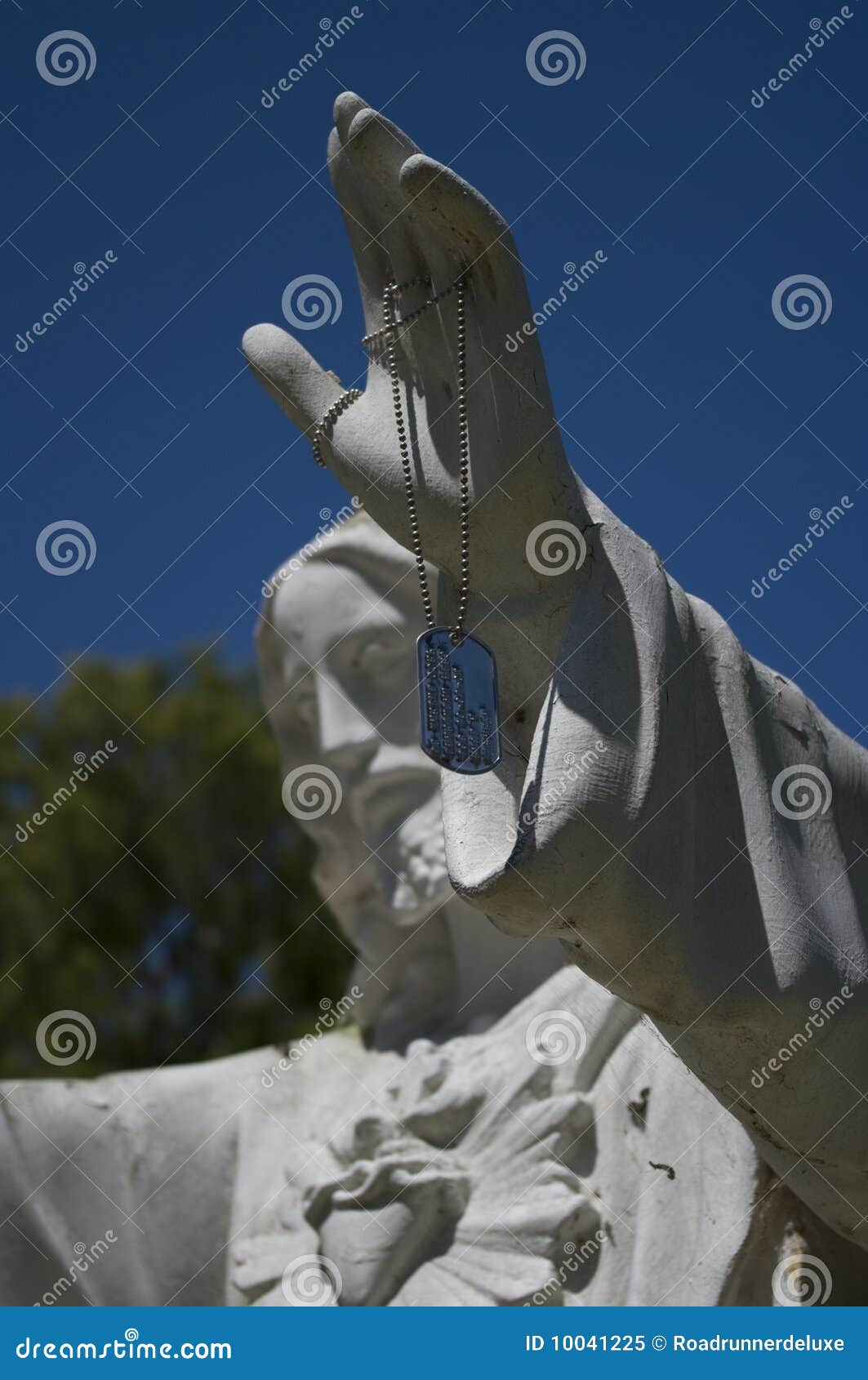 Jesus Statue with Fallen Soldier S ID Tag 1 Stock Image - Image of ...