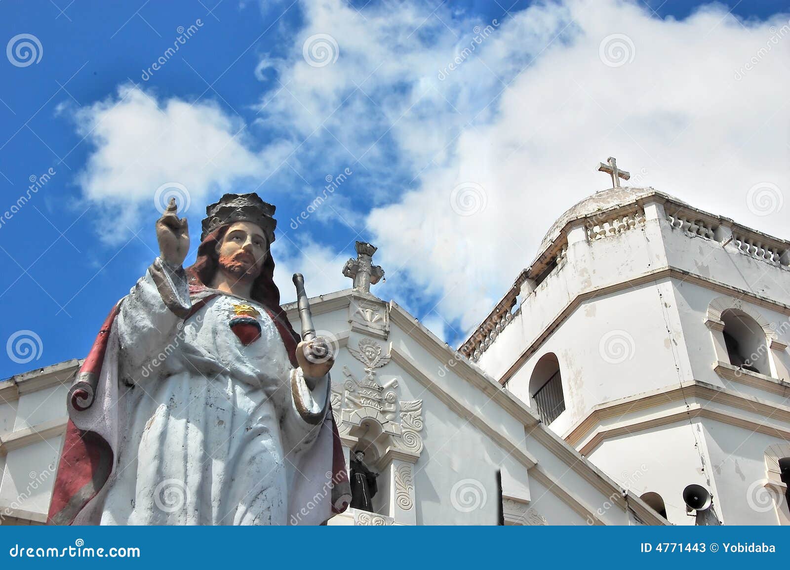 Jesus Statue In Front Of A Church Picture. Image: 4771443