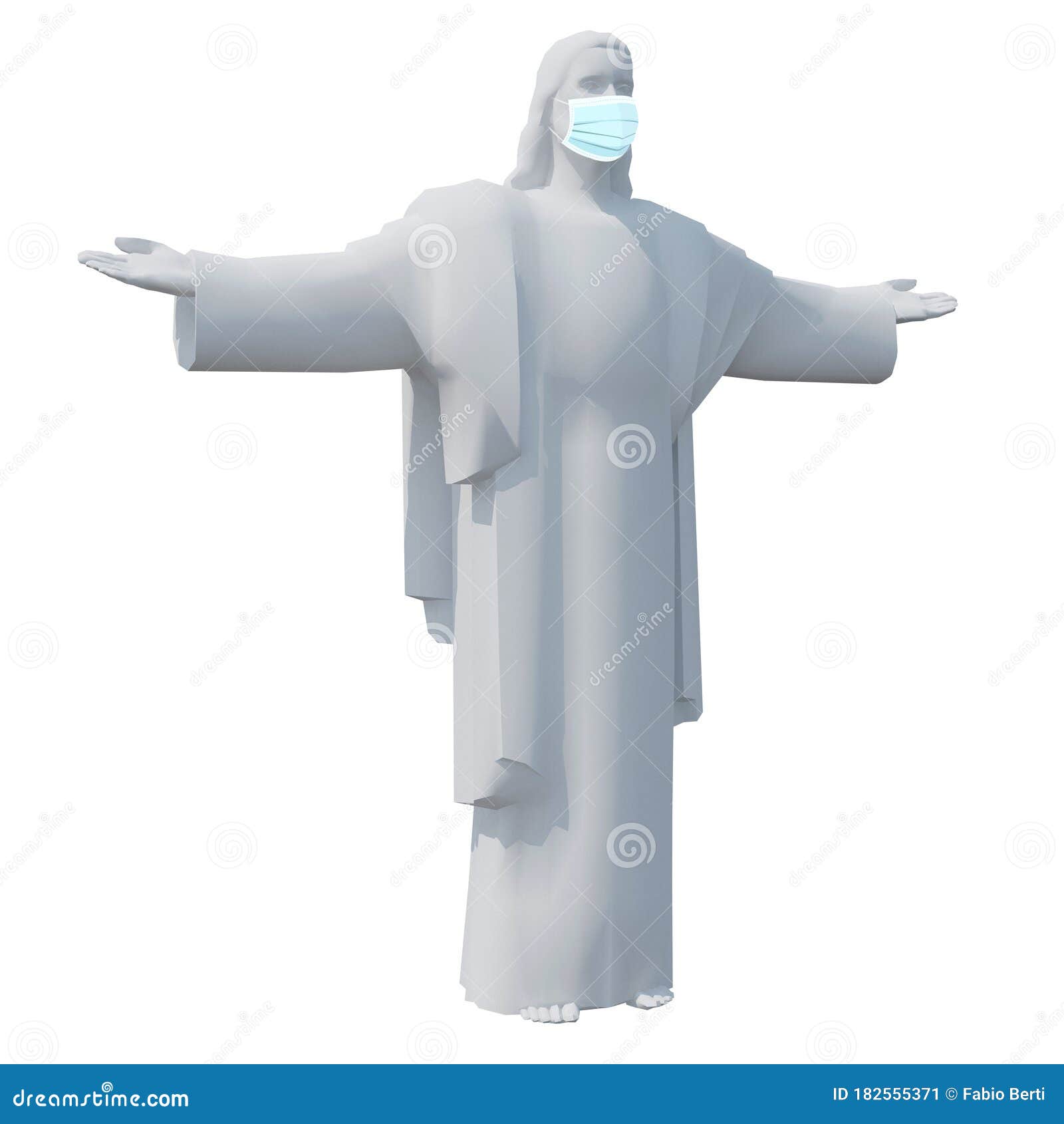 Jesus Statue with Surgical Mask Stock Illustration - Illustration of ...