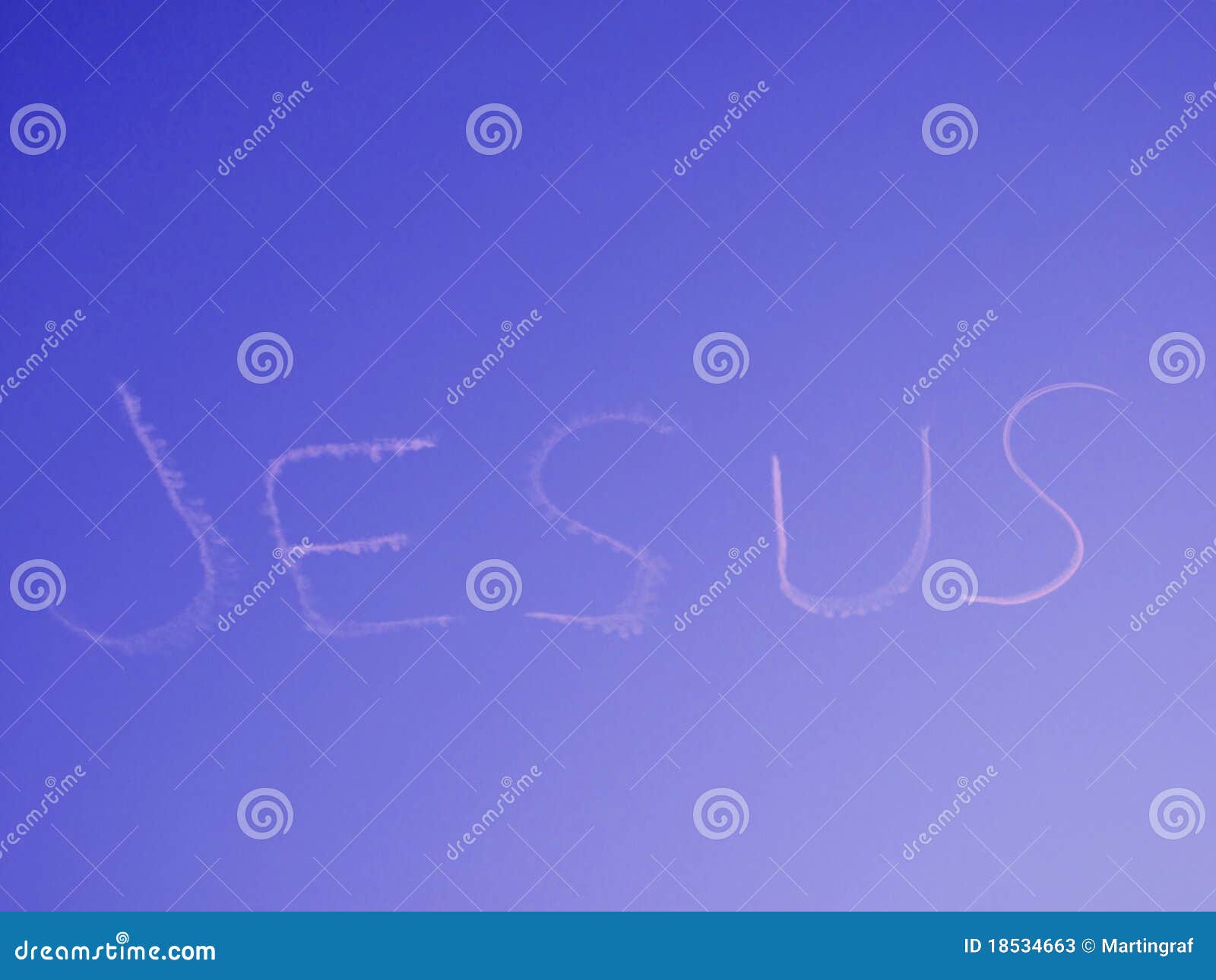 Jesus Skywriting in Blue Sky. Hope Stock Image - Image of heavens ...