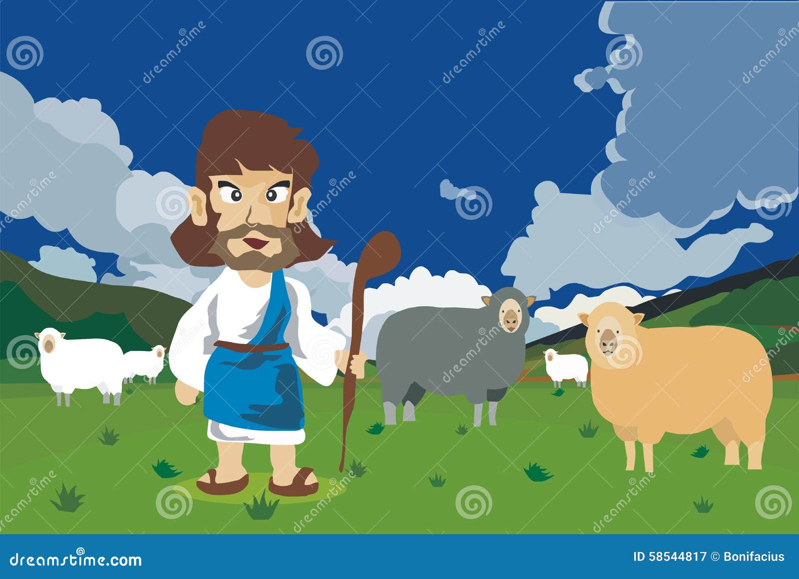 Jesus Was a Human Shepherd Cartoon Stock Vector - Illustration of ...