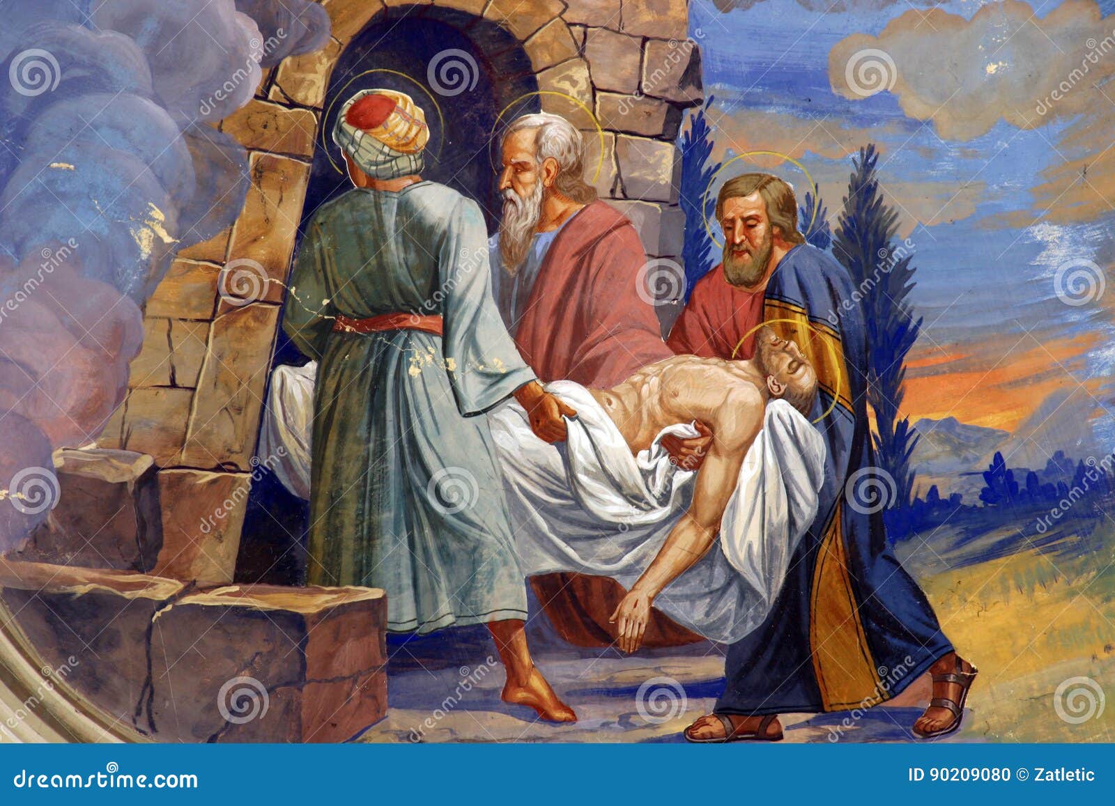 Jesus Wird in Das Grab Gelegt Stockfoto - Bild von künstlerisch, blut ...