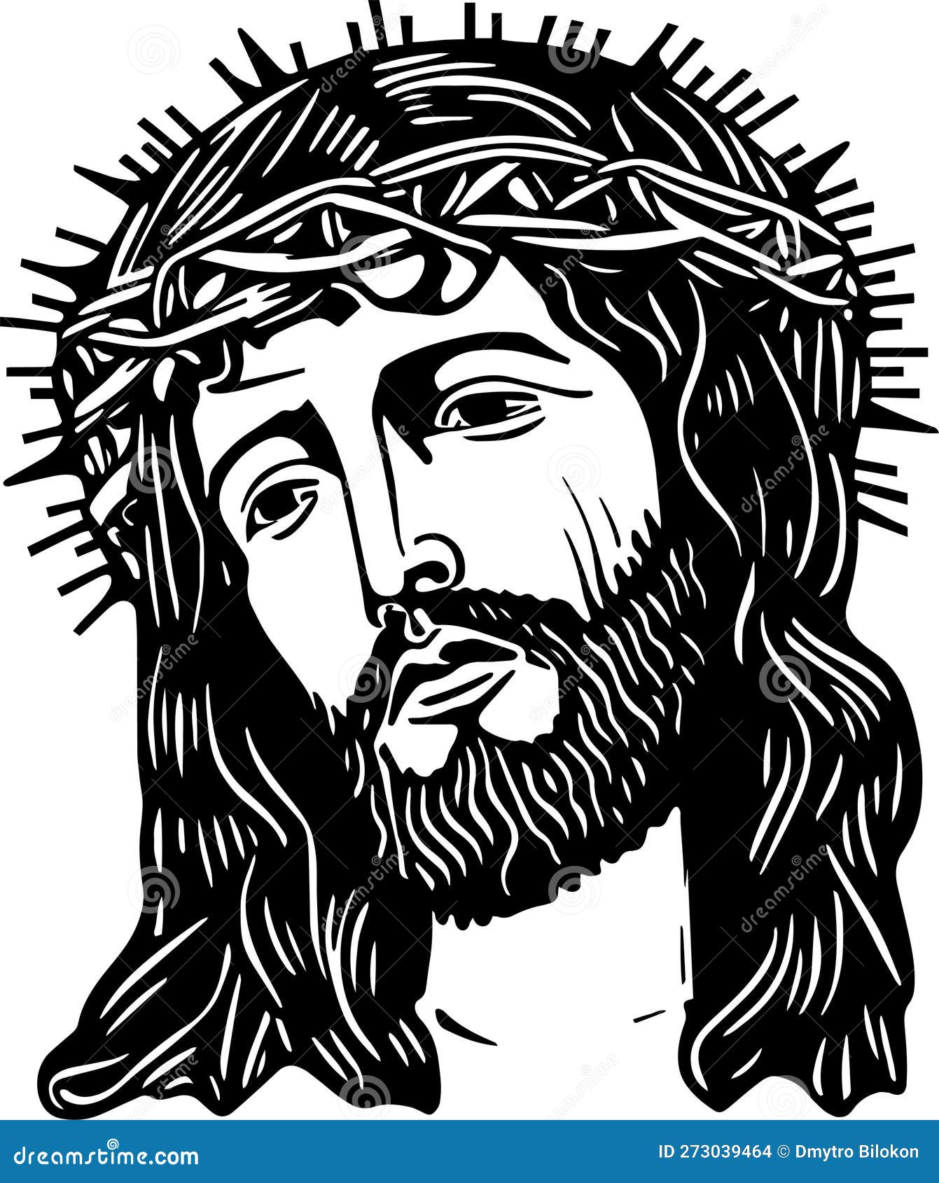 Jesus in a Wreath Vector Illustration, Head of Jesus Christ Wearing a ... Jesus in a Wreath Vector Illustration, Head of Jesus Christ Wearing a ...