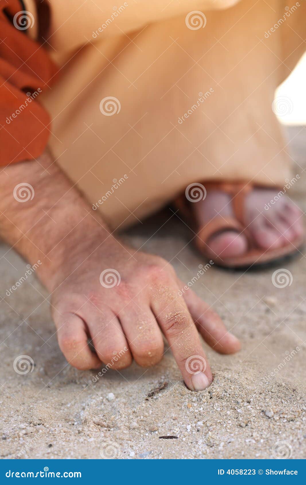 Jesus Writing with His Finger Stock Image - Image of symbolic, concept ...