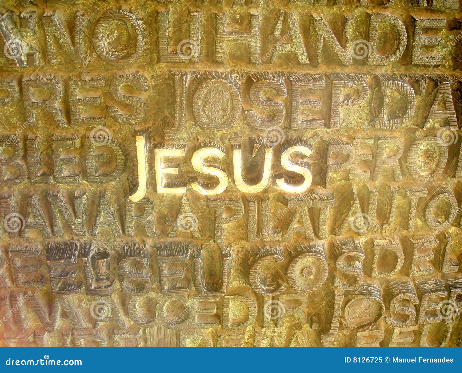 Jesus Written in Metallic Letters Stock Image - Image of written ...