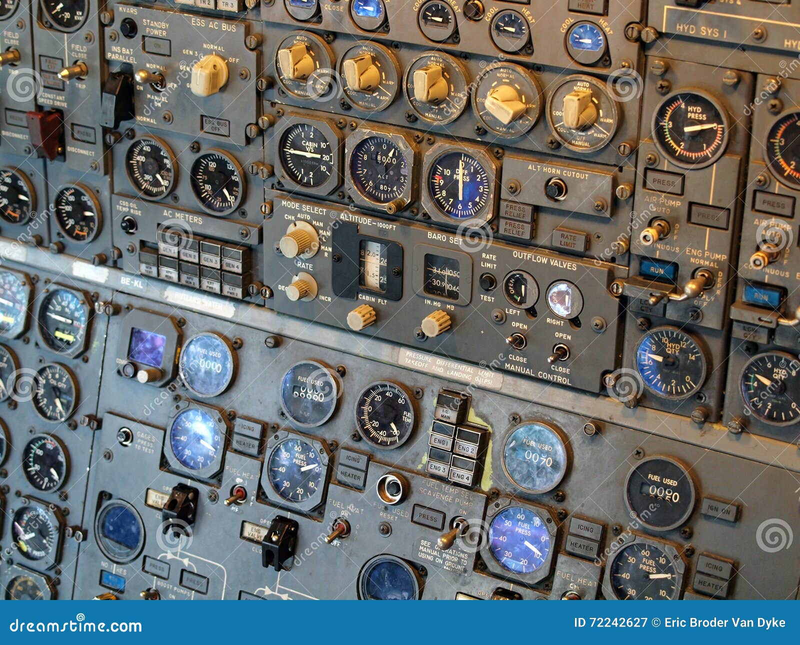 Airplane Cockpit Equipment With Indicators, Buttons, And Instruments ...